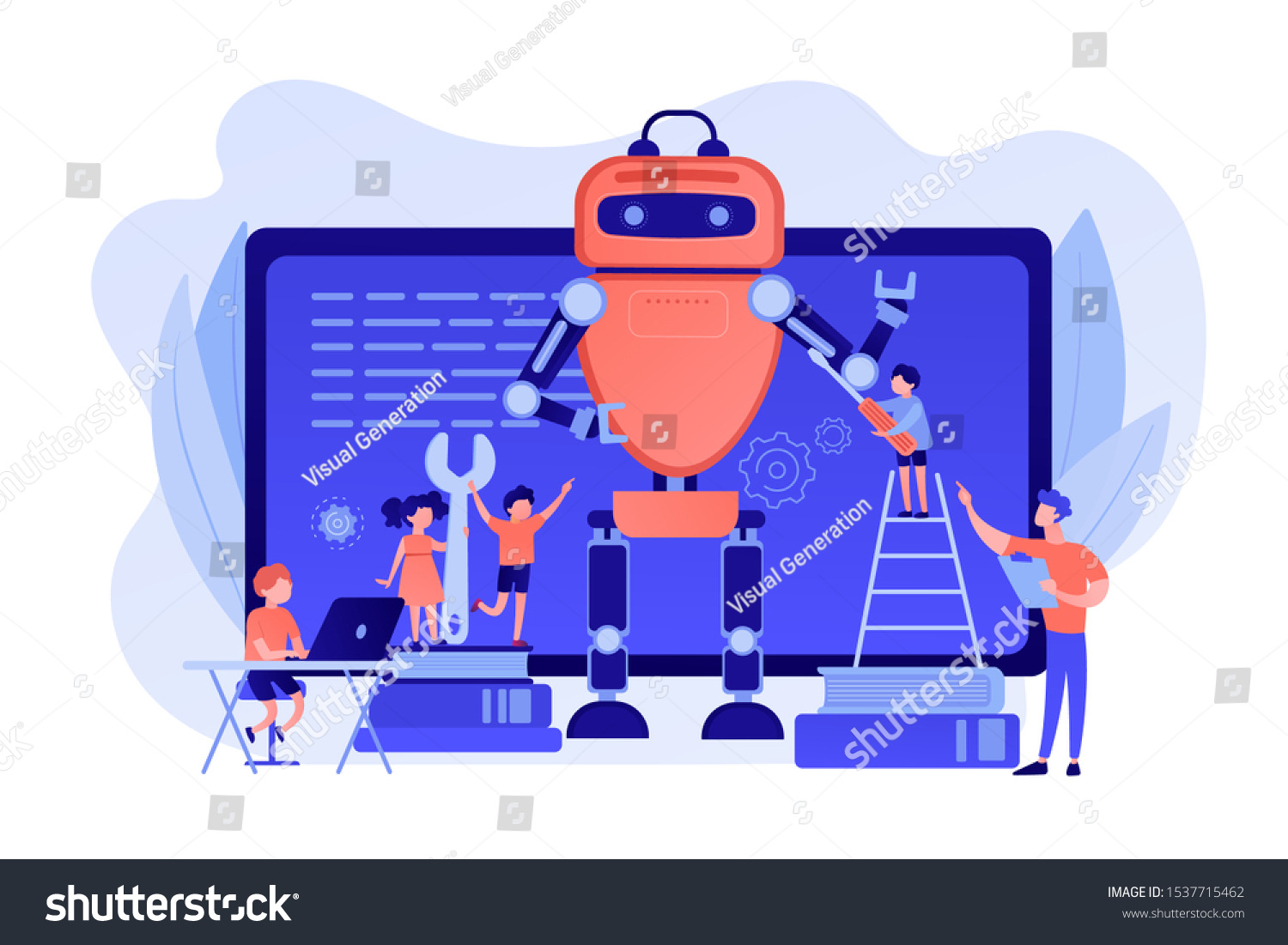 Kids Programming Creating Robot Class Tiny Stock Vector (Royalty Free ... Kids Programming Creating Robot Class Tiny Stock Vector (Royalty Free ...