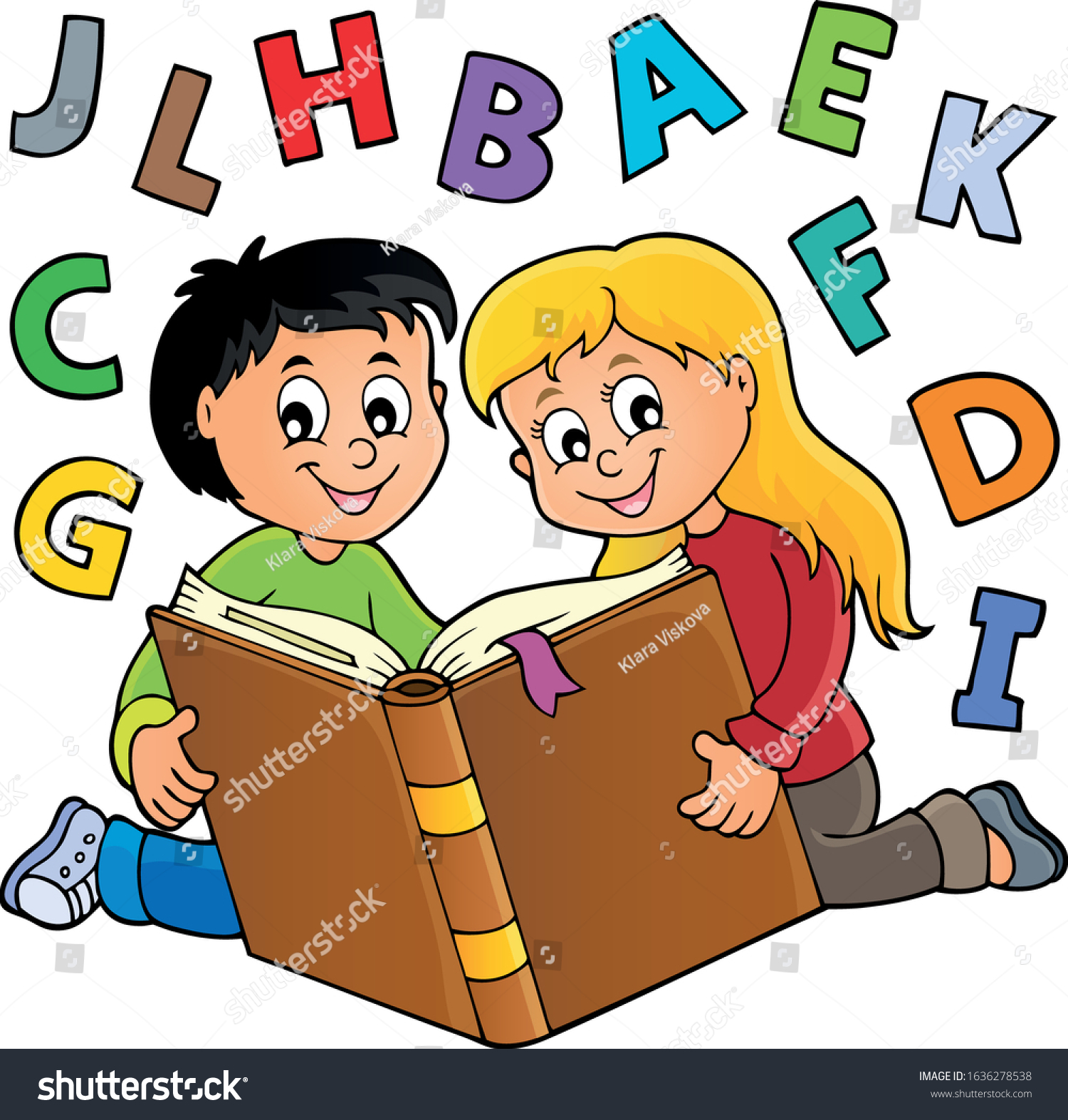 Kids Reading Book Theme 2 Eps10 Stock Vector (Royalty Free) 1636278538 ...