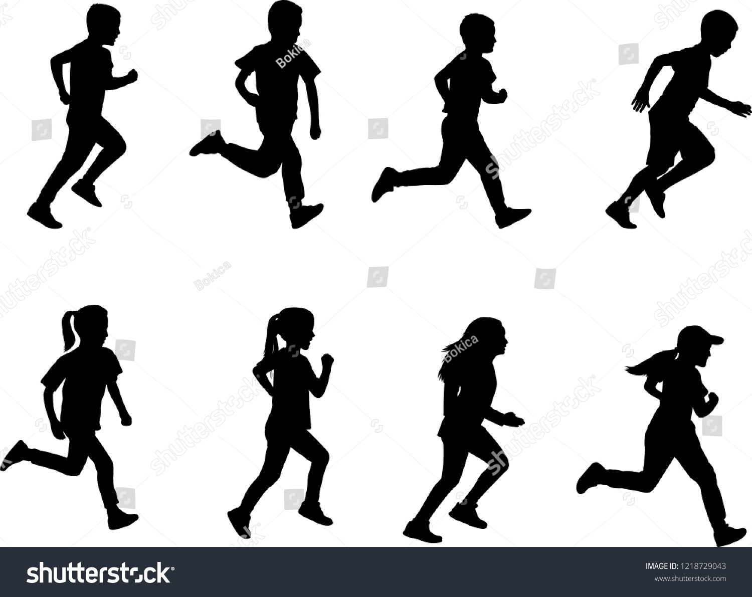 Children_run_silhouette: imágenes, fotos de stock y vectores | Shutterstock