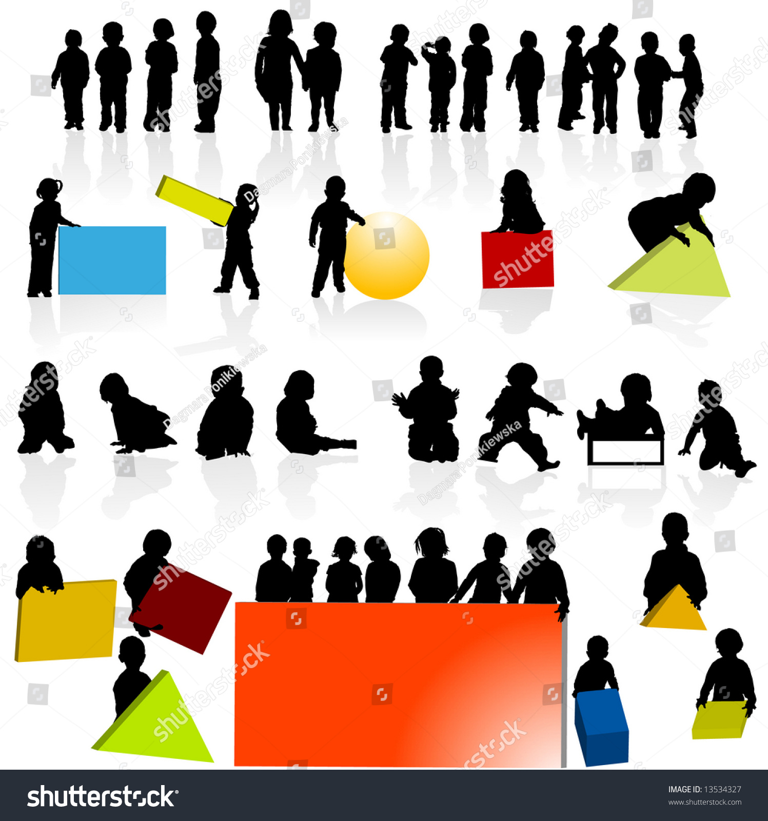 Kids Silhouettes Stock Vector (Royalty Free) 13534327