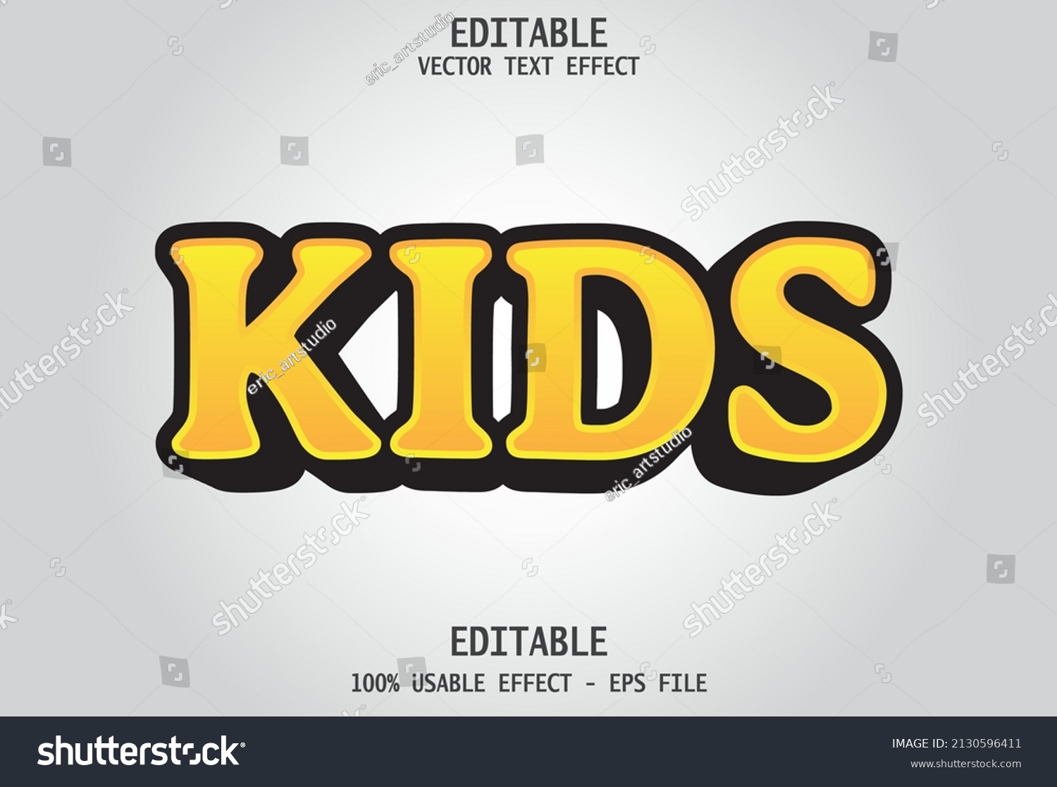 Kids Text Effect Editable White Background Stock Vector (Royalty Free ...