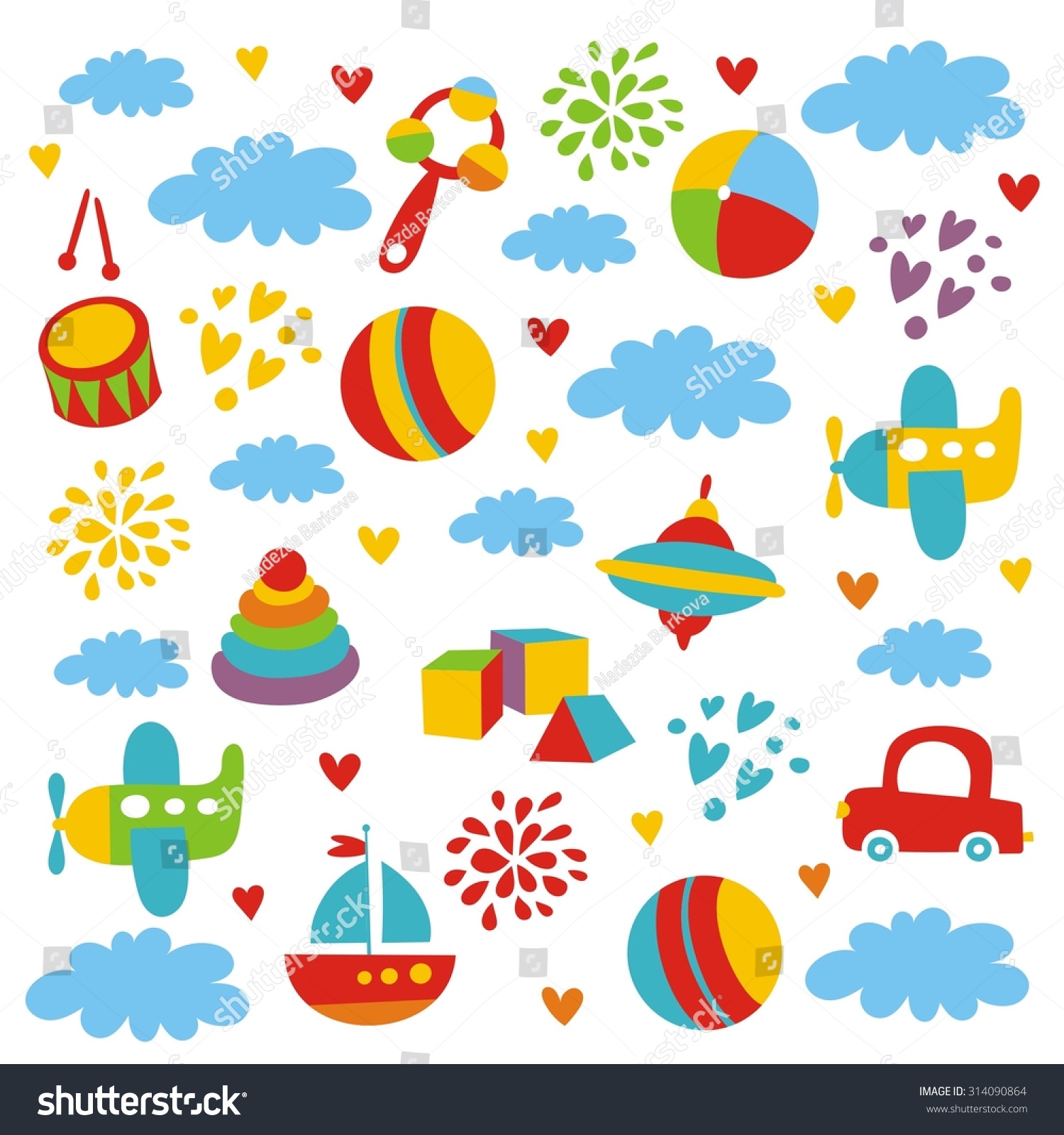 Kids Toy Pattern Stock Vector (Royalty Free) 314090864