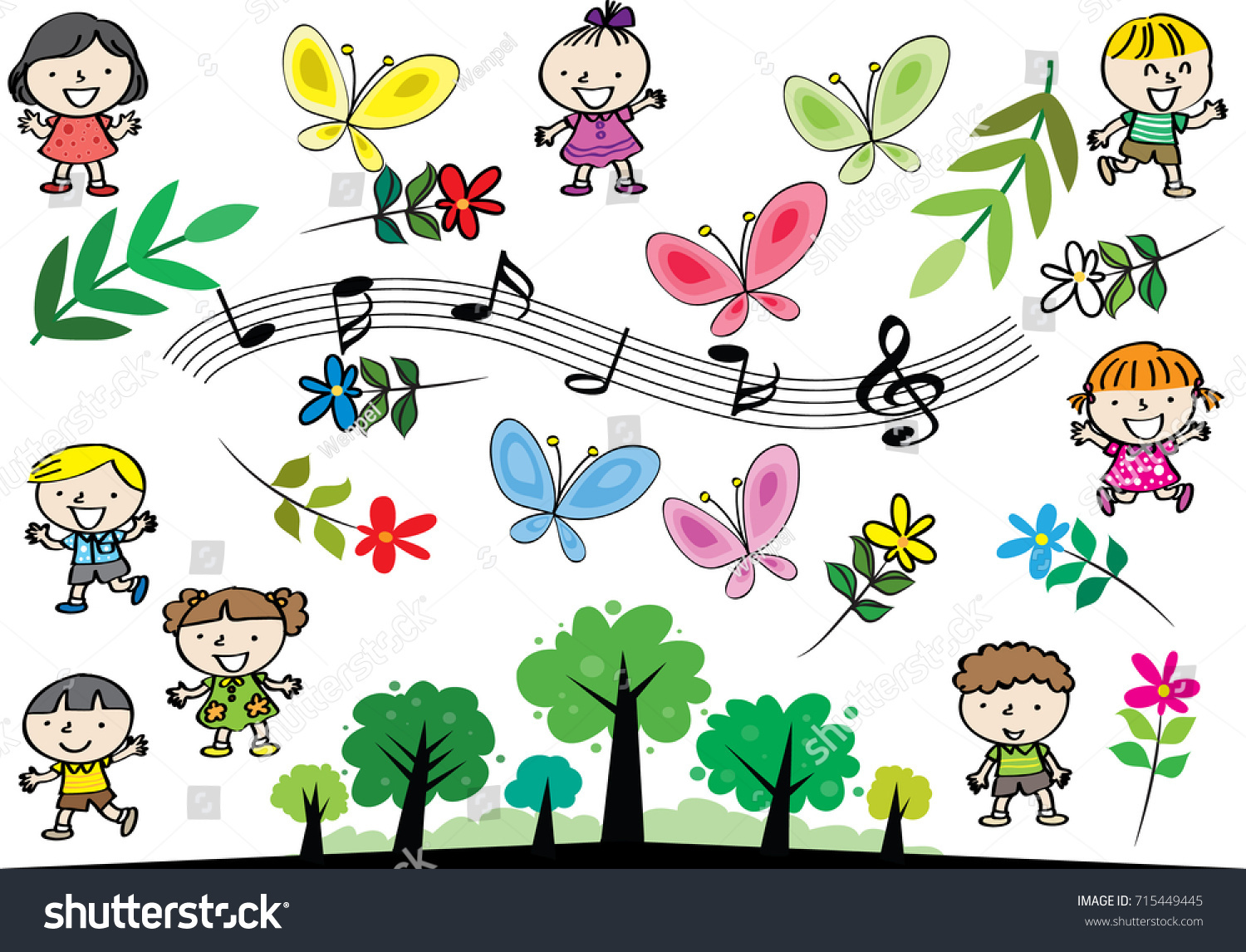 Kids Vector Drawing Set: เวกเตอร์สต็อก (ปลอดค่าลิขสิทธิ์) 715449445 ...
