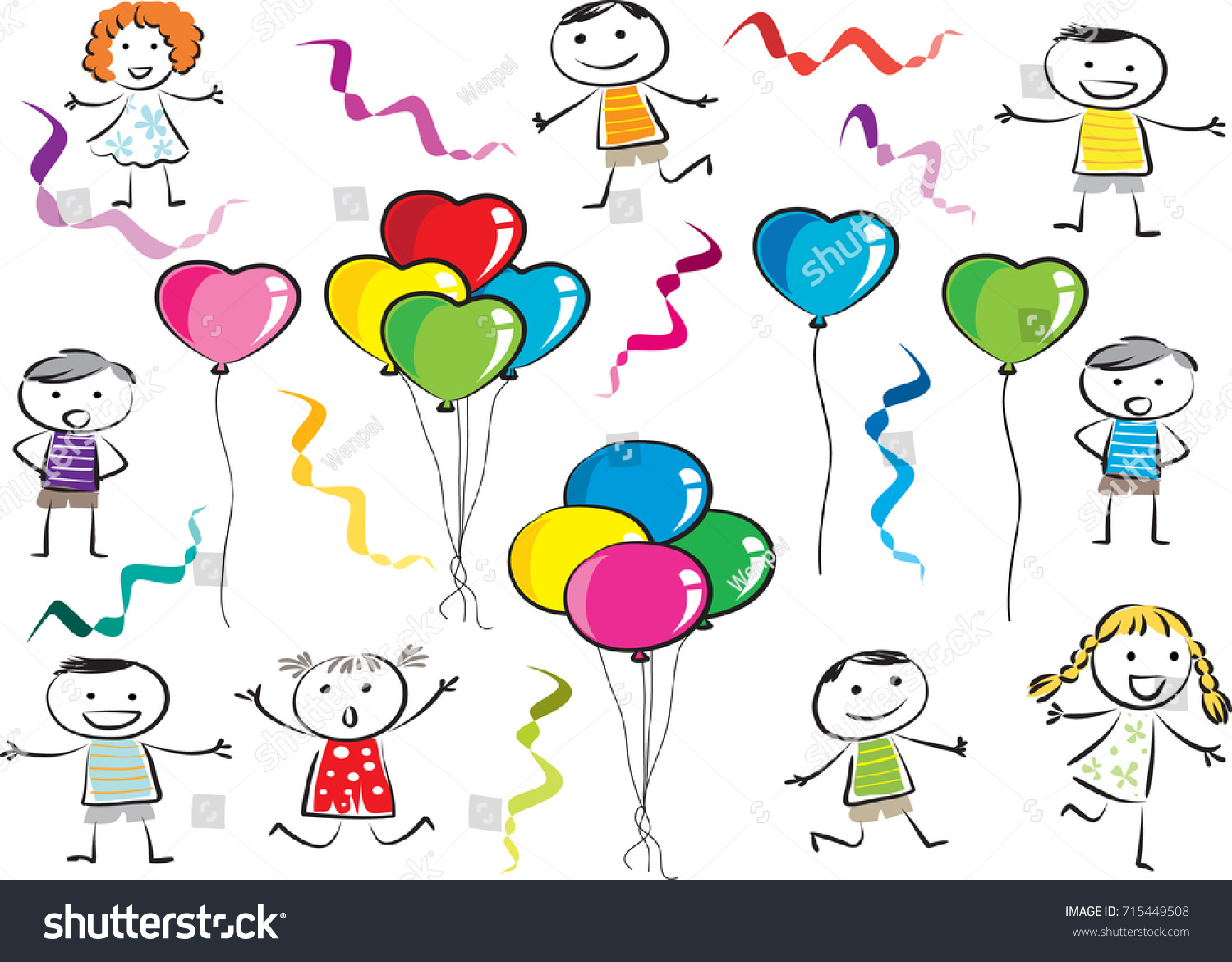 Kids Vector Drawing Set: เวกเตอร์สต็อก (ปลอดค่าลิขสิทธิ์) 715449508 ...