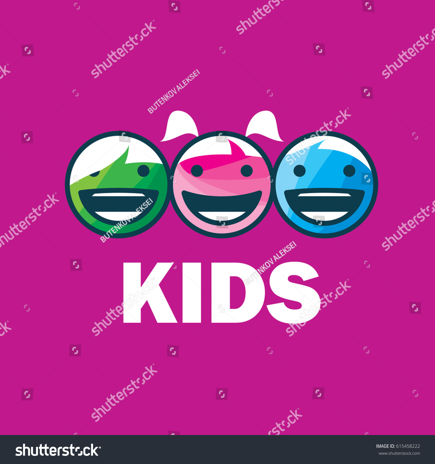 Kids Vector Logo: vector de stock (libre de regalías) 615458222
