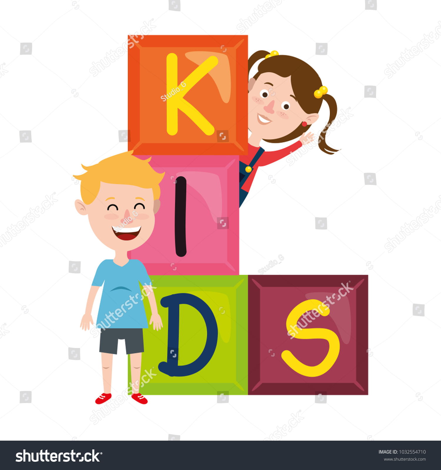 Kids Blocks Characters Stock Vector (Royalty Free) 1032554710 ...