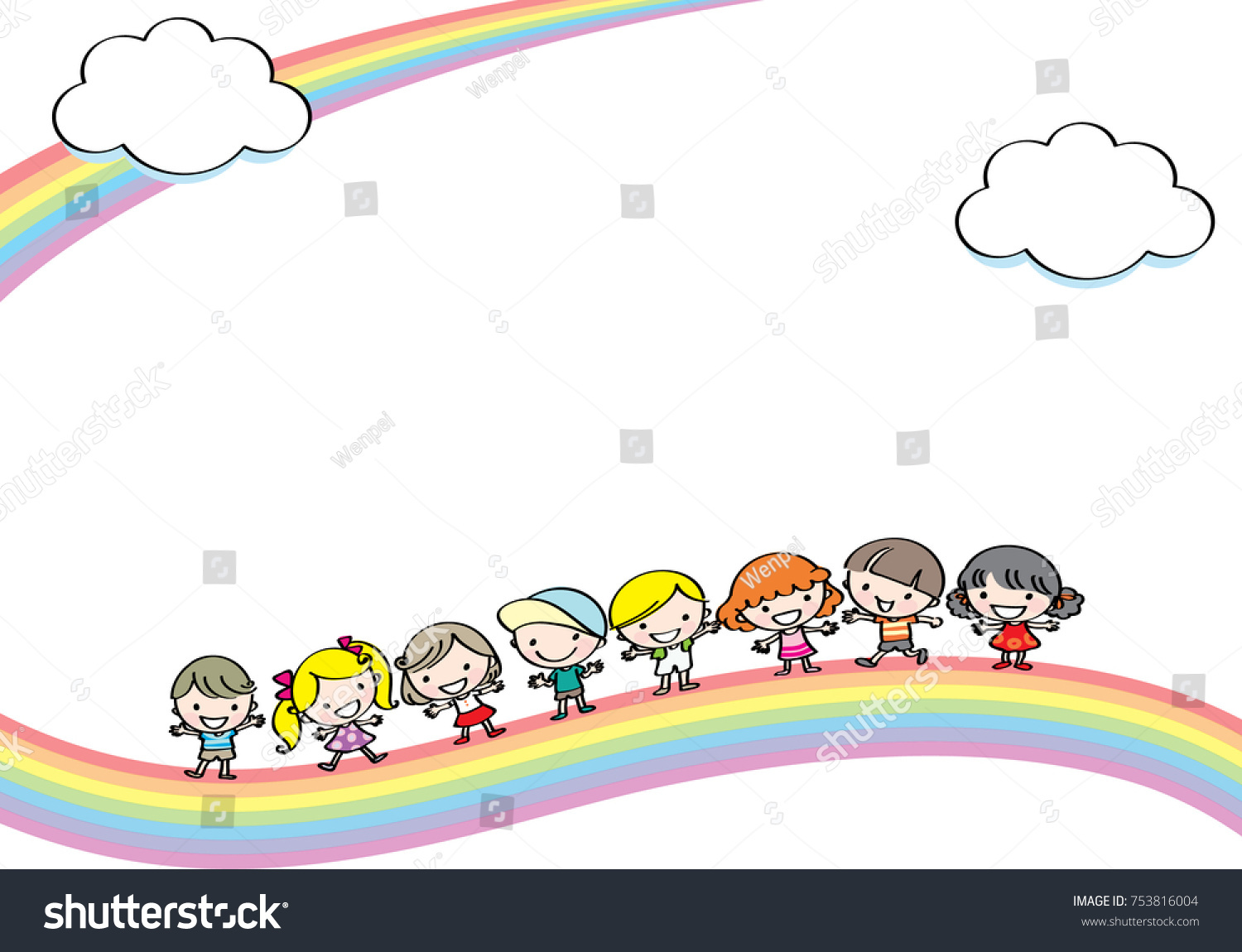 Kids Rainbow Background Stock Vector (Royalty Free) 753816004 ...