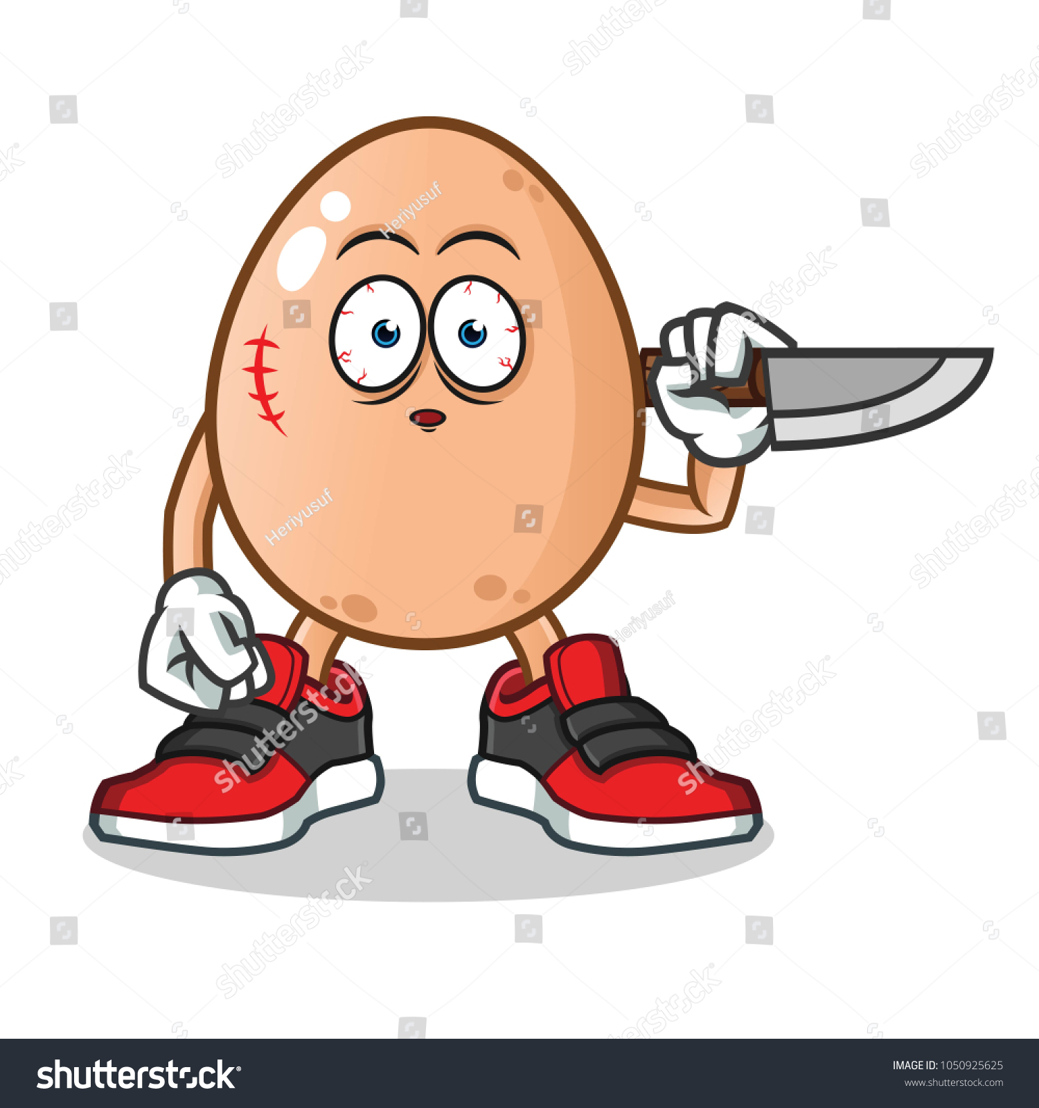 Vektor Stok Killer Egg Mascot Vector Cartoon Illustration (Tanpa ...