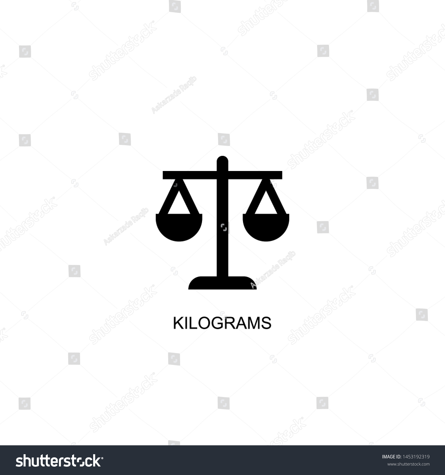 Kilograms Icon Vector Black Design Stock Vector (Royalty Free) 1453192319