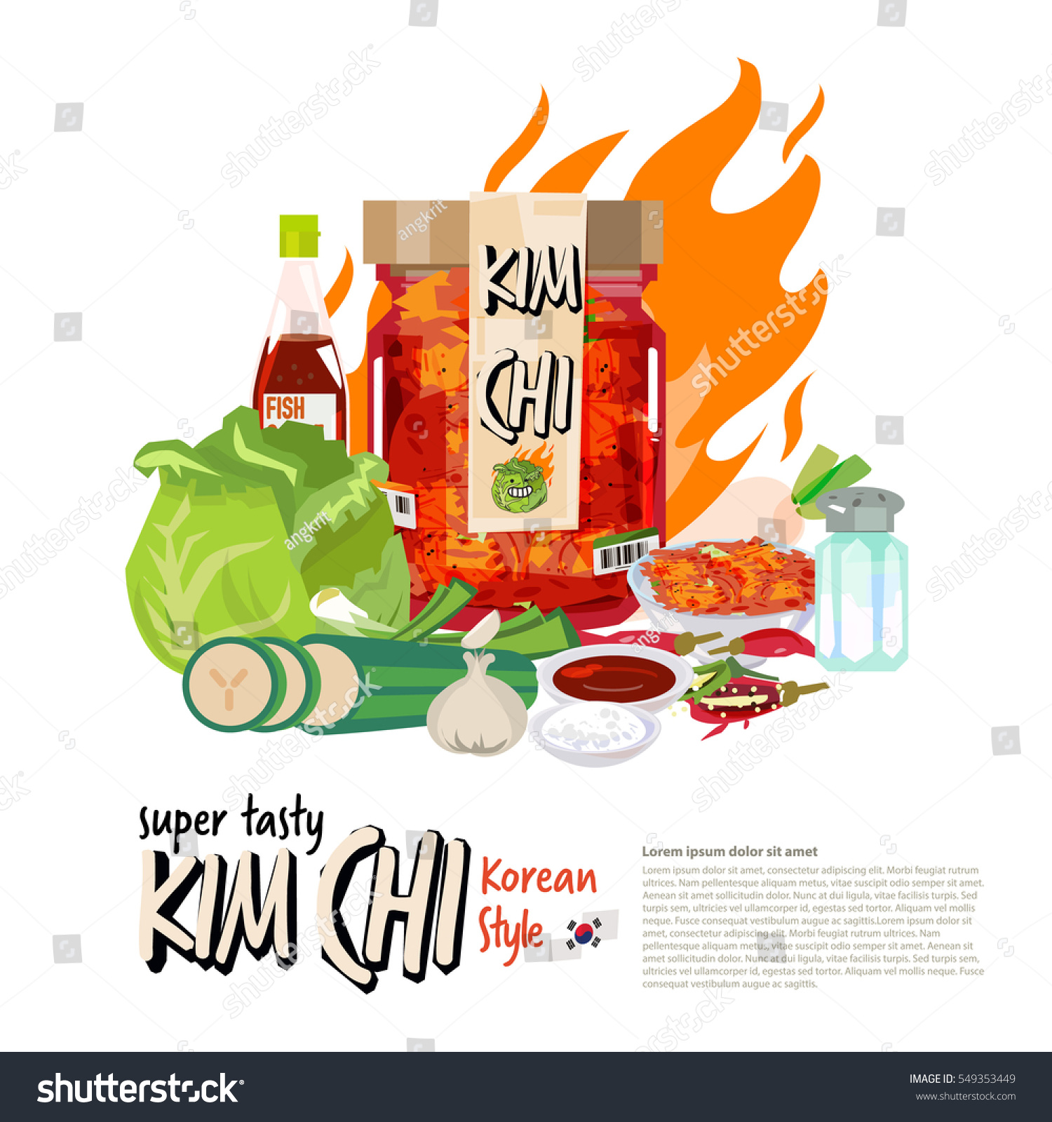 Kimchi Package Ingredient Vector Illustration: เวกเตอร์สต็อก (ปลอดค่า ...