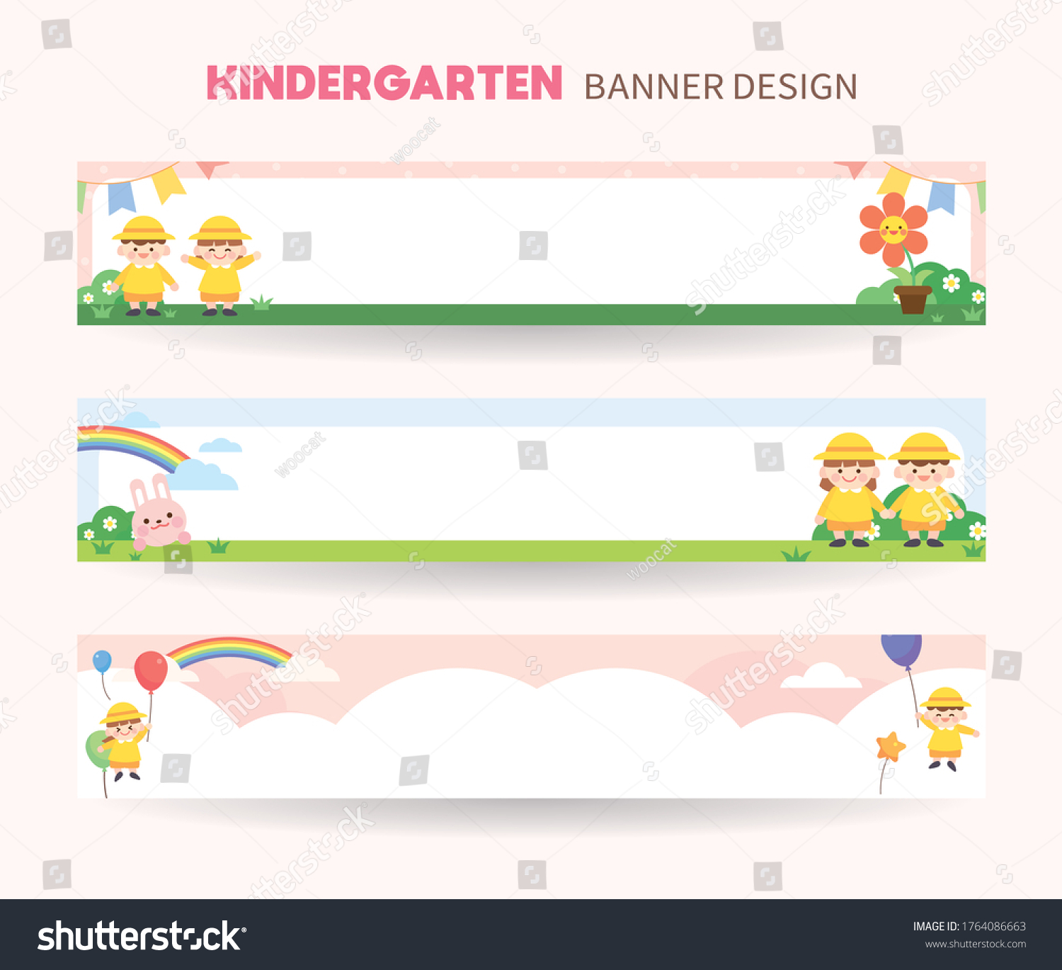 Kindergarten Banner Design Vector Illustration Stock Vector (Royalty ...