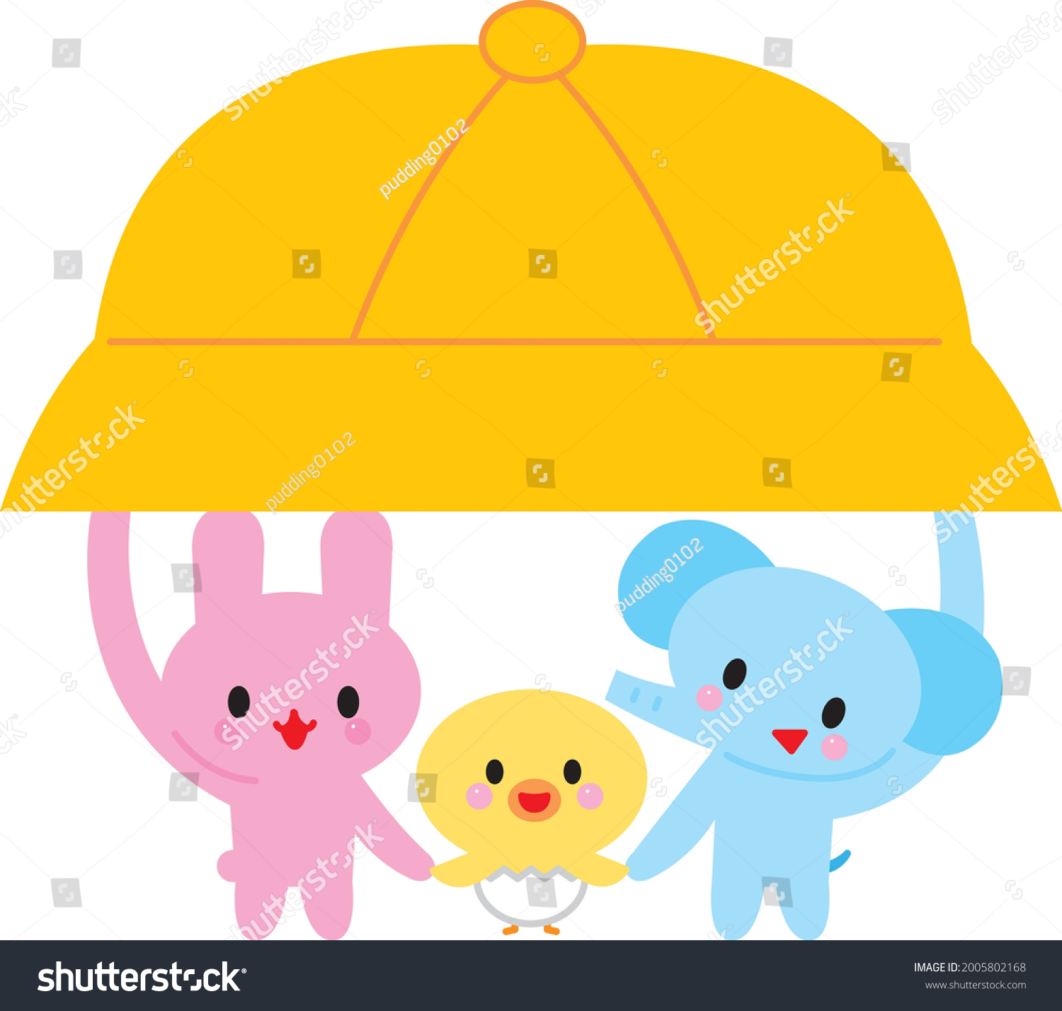 Kindergarten Hat Rabbit Elephant Chick Stock Vector (Royalty Free ...