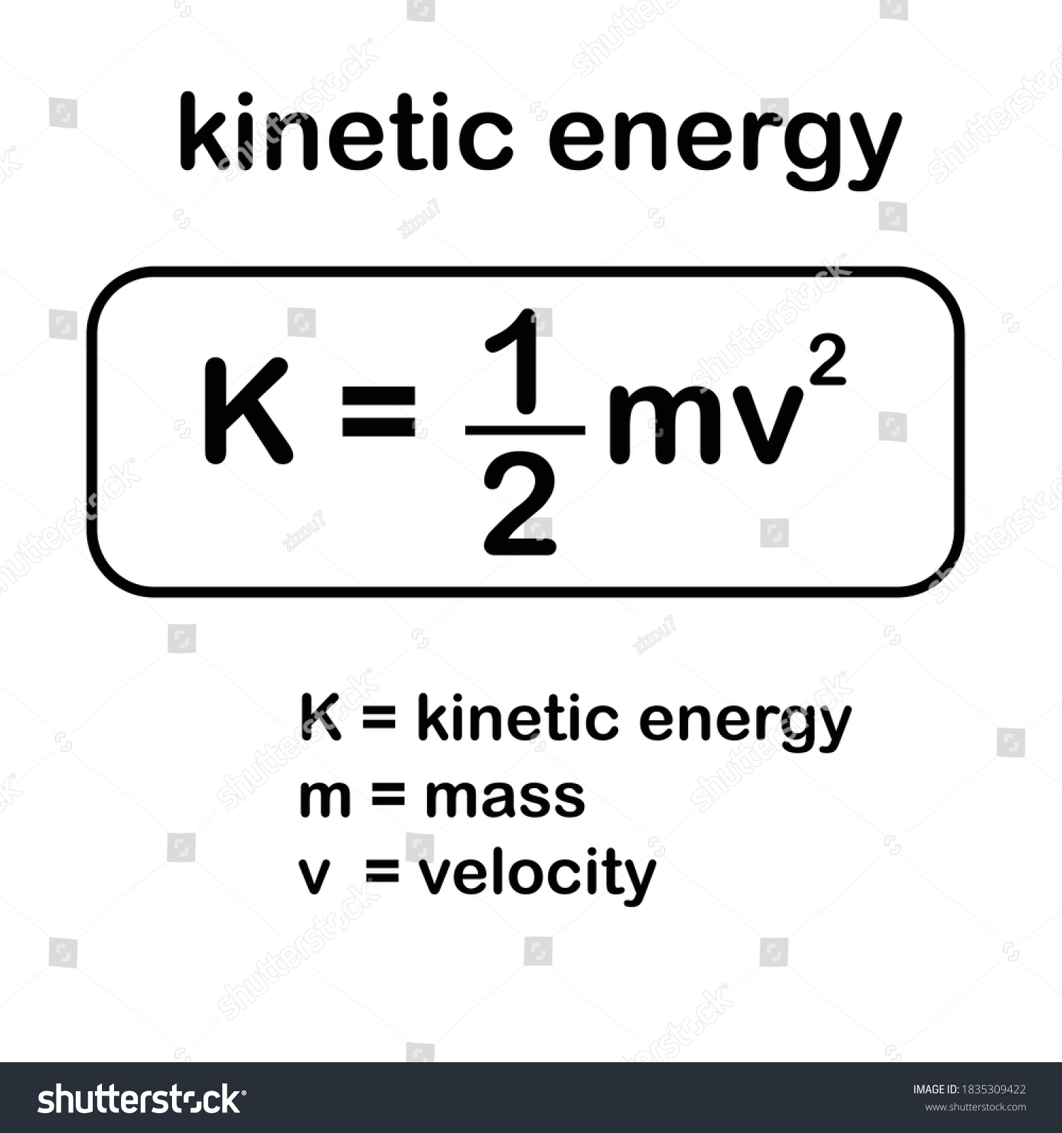 fórmula de energía cinética, fórmulas de: vector de stock (libre de ...