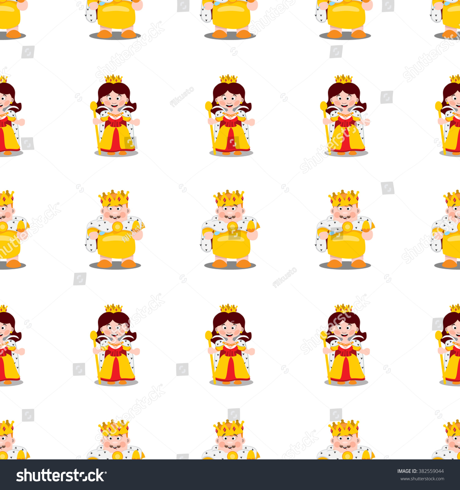 King Queen Seamless Pattern Stock Vector (Royalty Free) 382559044 ...