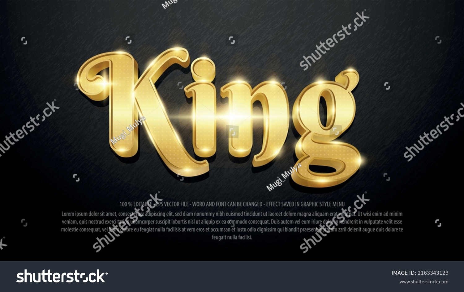 King 3d Style Text Effect Template Stock Vector (Royalty Free ...