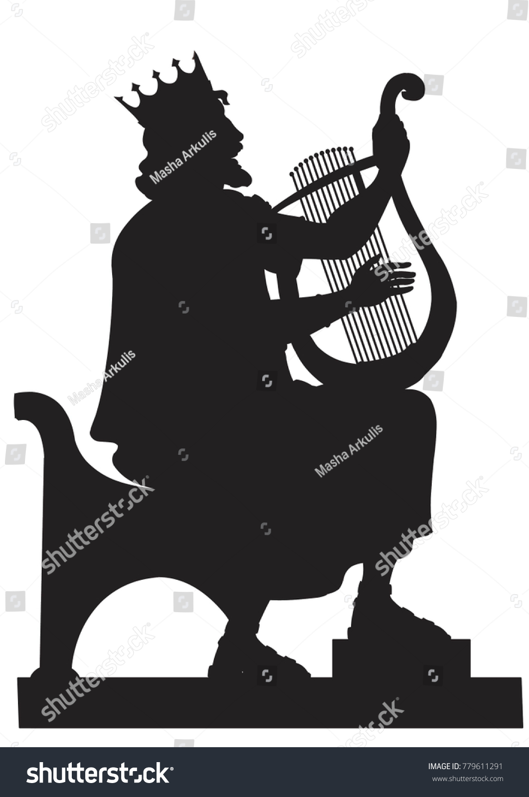 El Rey David Jugando El Arpa: vector de stock (libre de regalías ...