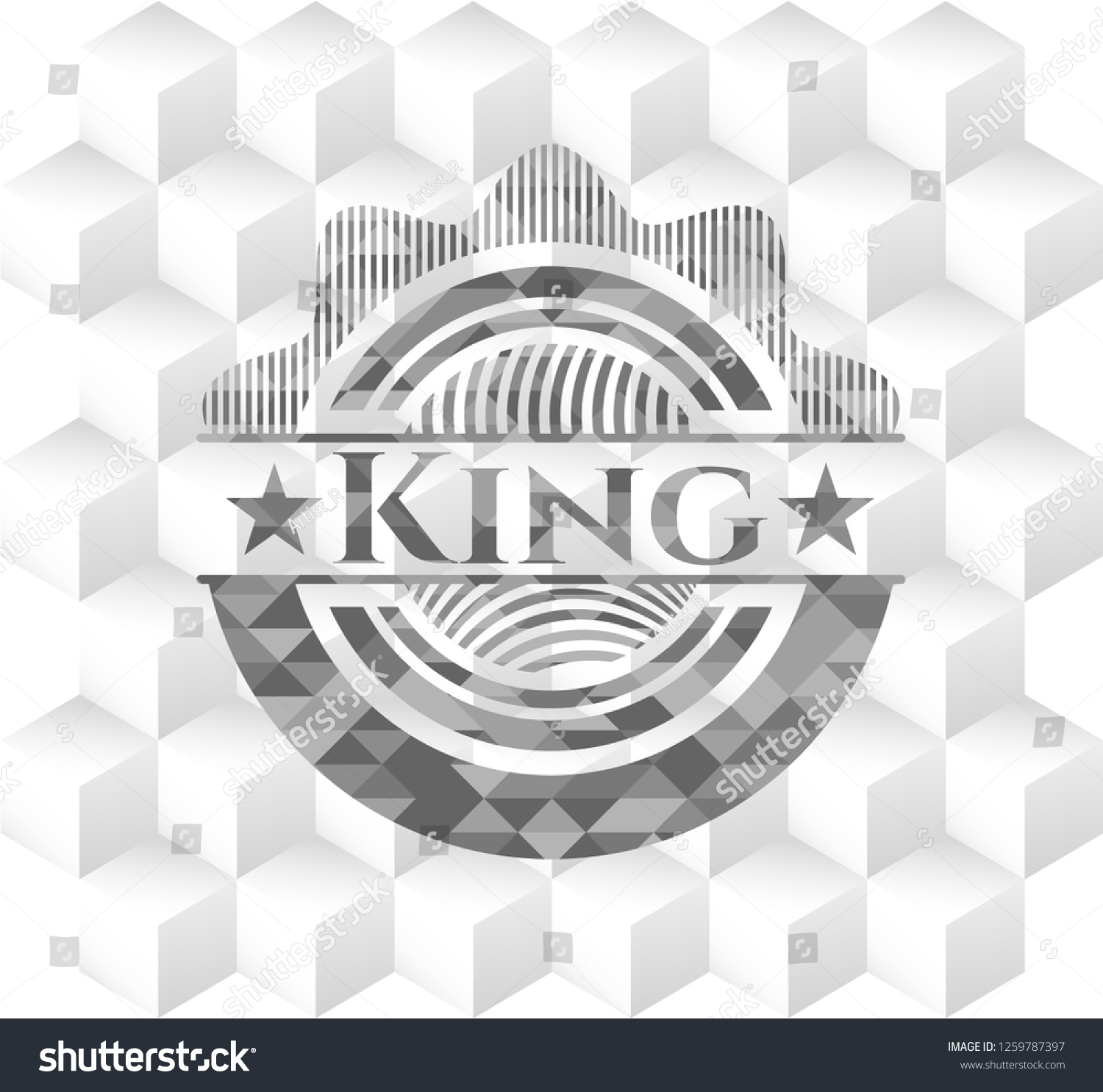 King Grey Badge Geometric Cube White Stock Vector (Royalty Free ...