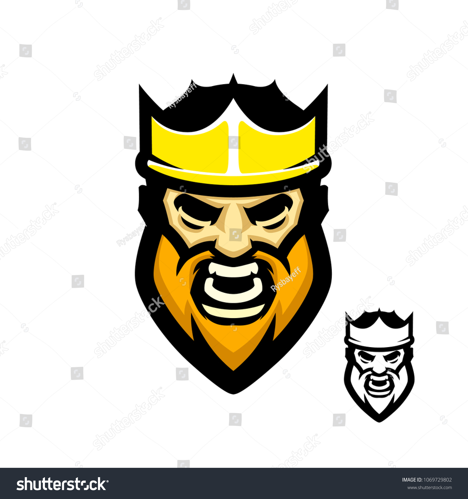 Vektor Stok King Head Angry Mascot Vector Logo (Tanpa Royalti ...