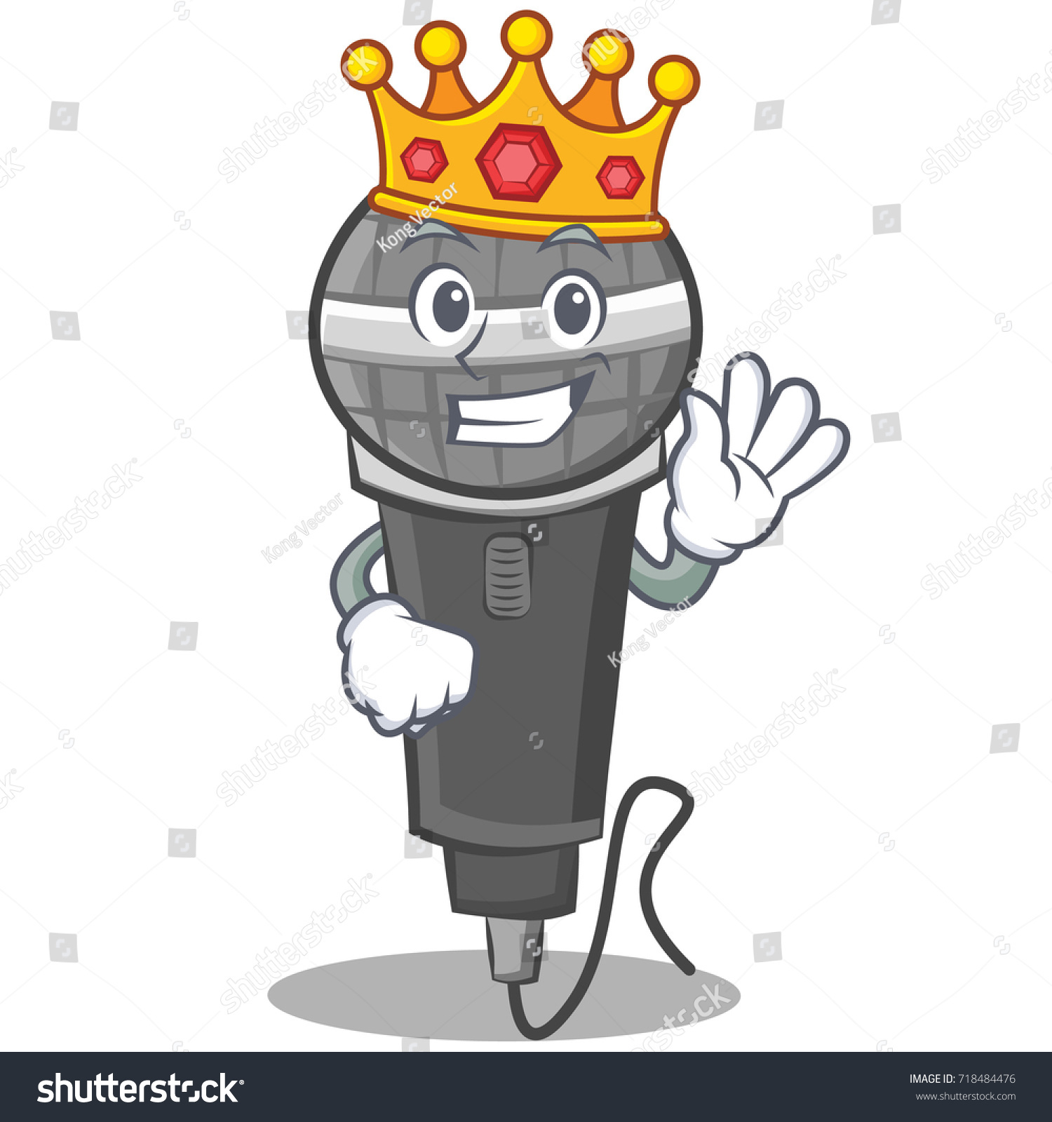 King Microphone Cartoon Character Design: vector de stock (libre de ...