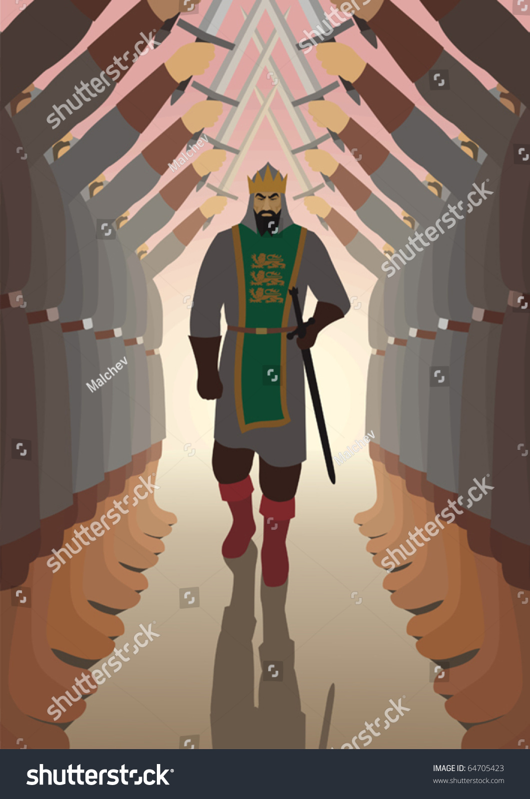 King Walking Through Lane Stock Vector (Royalty Free) 64705423