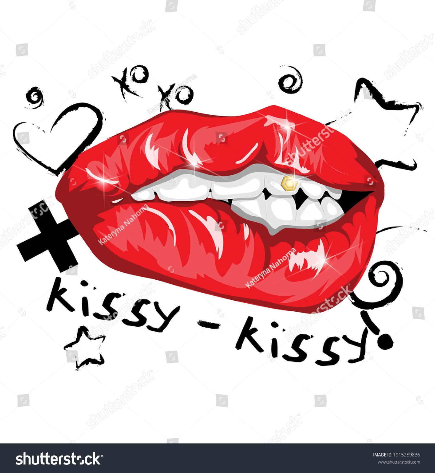 Kissy Kissy Vector Illustration Red Lips Stock Vector Royalty Free 1915259836