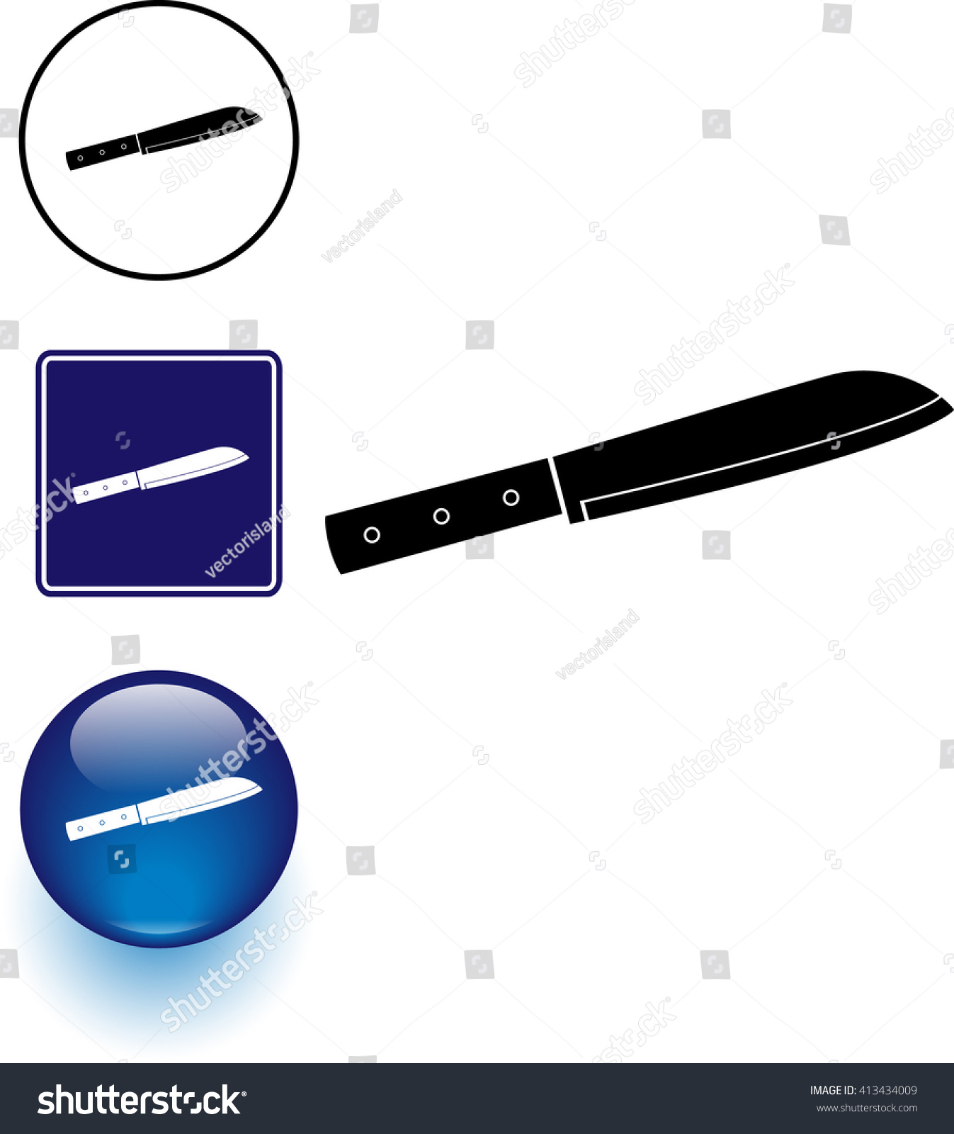 Kitchen Chef Knife Symbol Sign Button Stock Vector (Royalty Free) 413434009