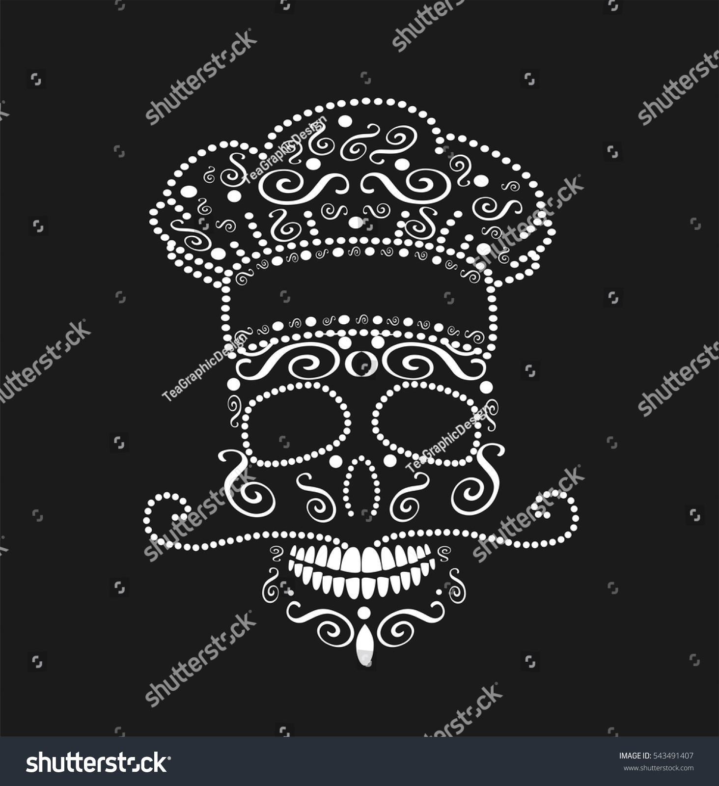 Kitchen Chef Skull Vector Background Ornament Stock Vector (Royalty ...