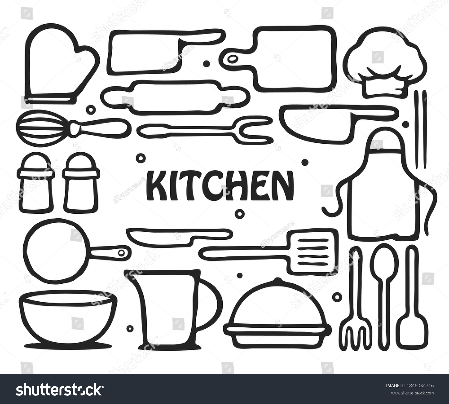 Kitchen Doodles Hand Draw Vector Design Stock Vector (Royalty Free ...
