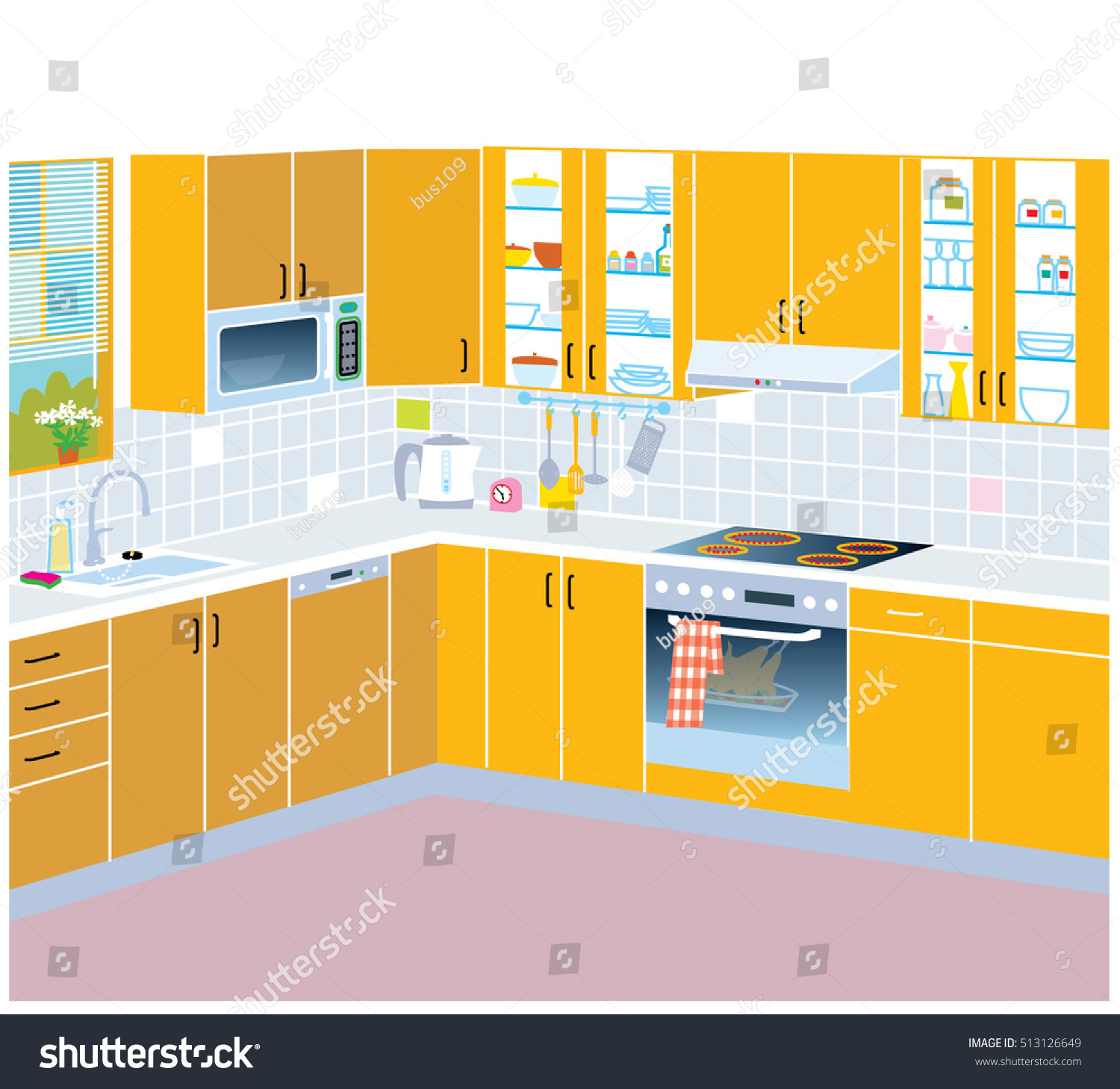 Kitchen Graphic Interior Vector Illustration Stock Vector (Royalty Free ...