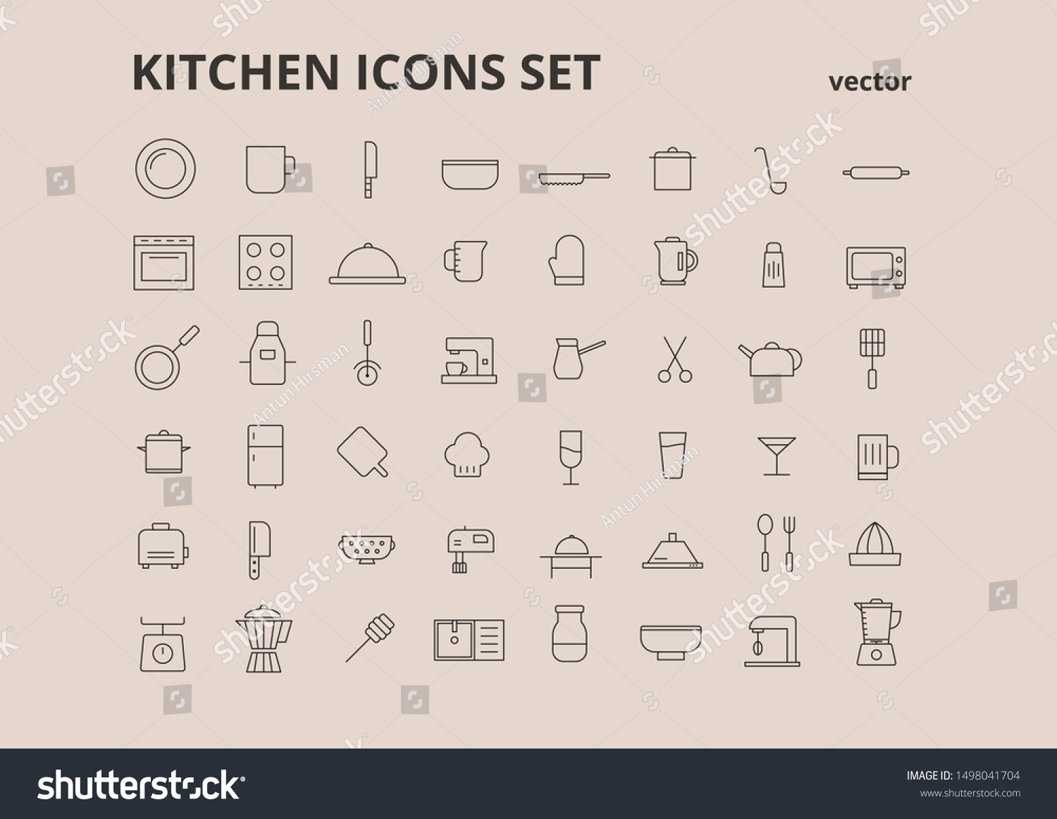 Kitchen Icons Line Art Set Vector 스톡 벡터(로열티 프리) 1498041704 | Shutterstock