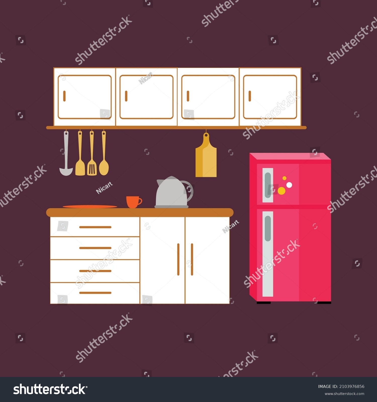 Kitchen Interior Concept Design Background Vector Stock Vector (Royalty ...