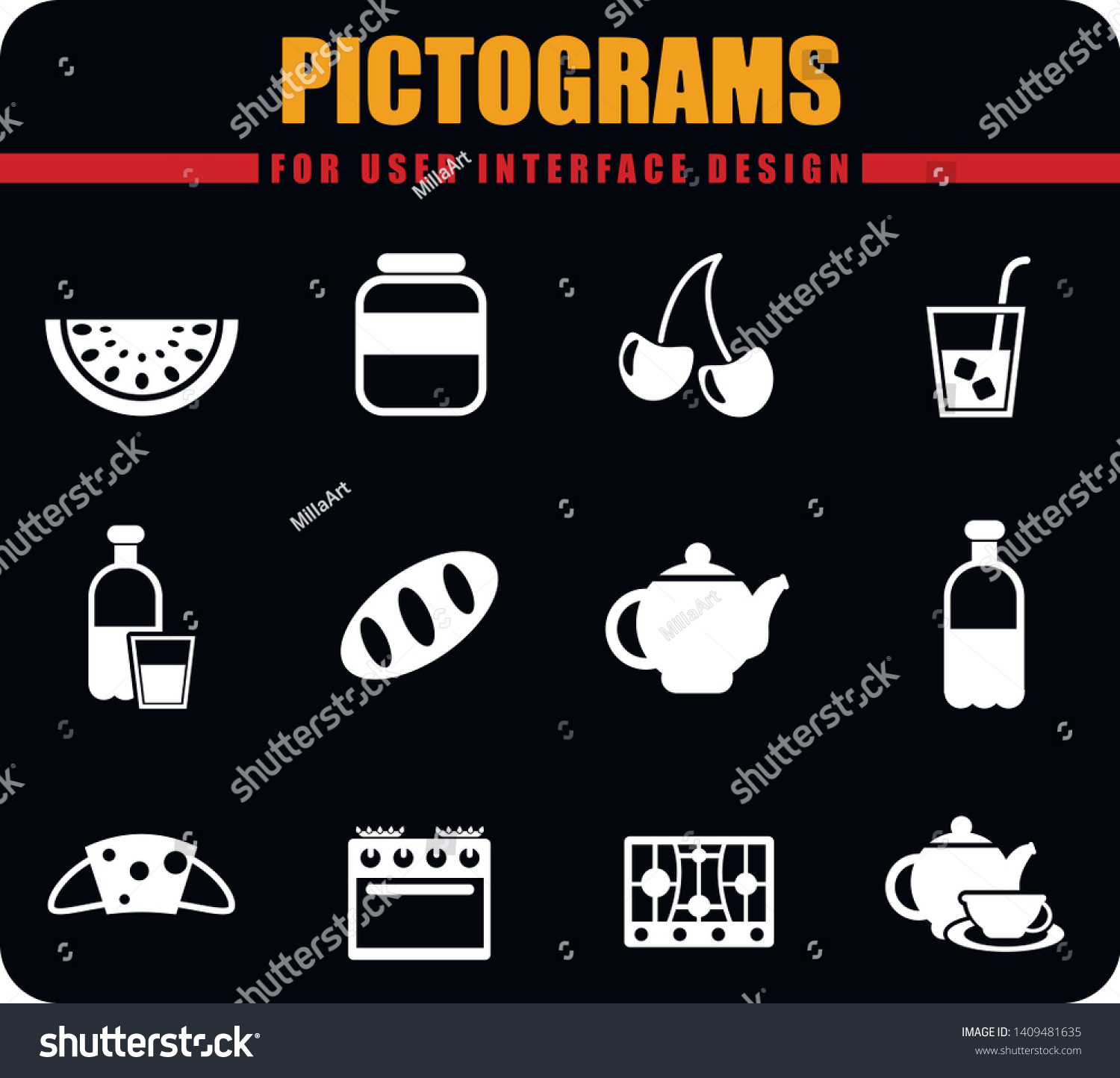 Kitchen Professional Pictograms User Interface Design: Stock ...