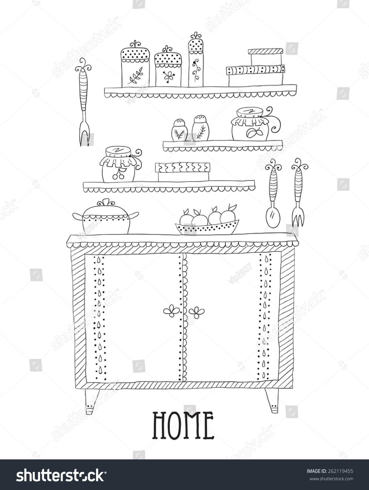 Kitchen Set Design Elements Kitchen Stock Vector (Royalty Free) 262119455