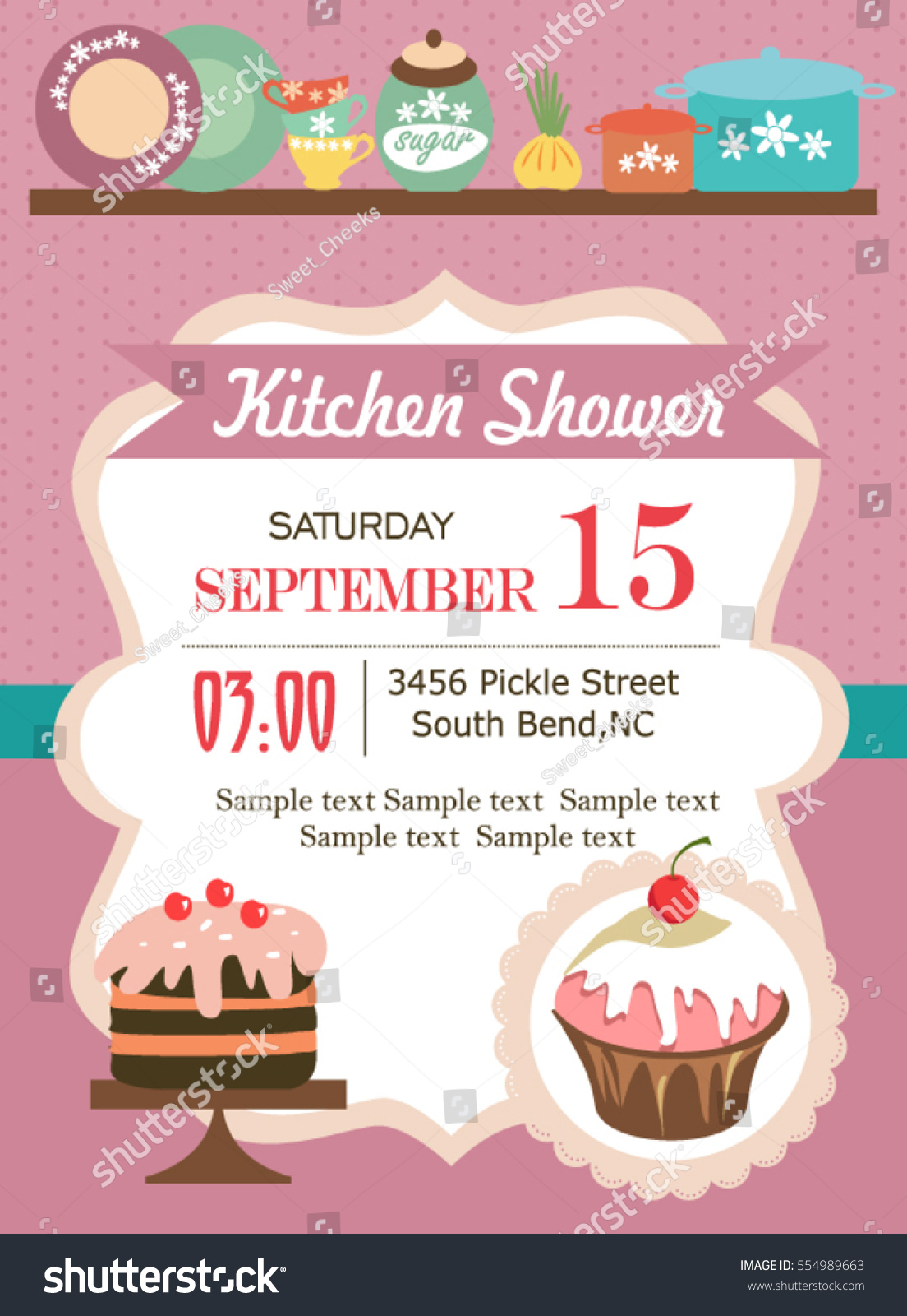 Kitchen Shower Invitation Card Stock Vector (Royalty Free) 554989663