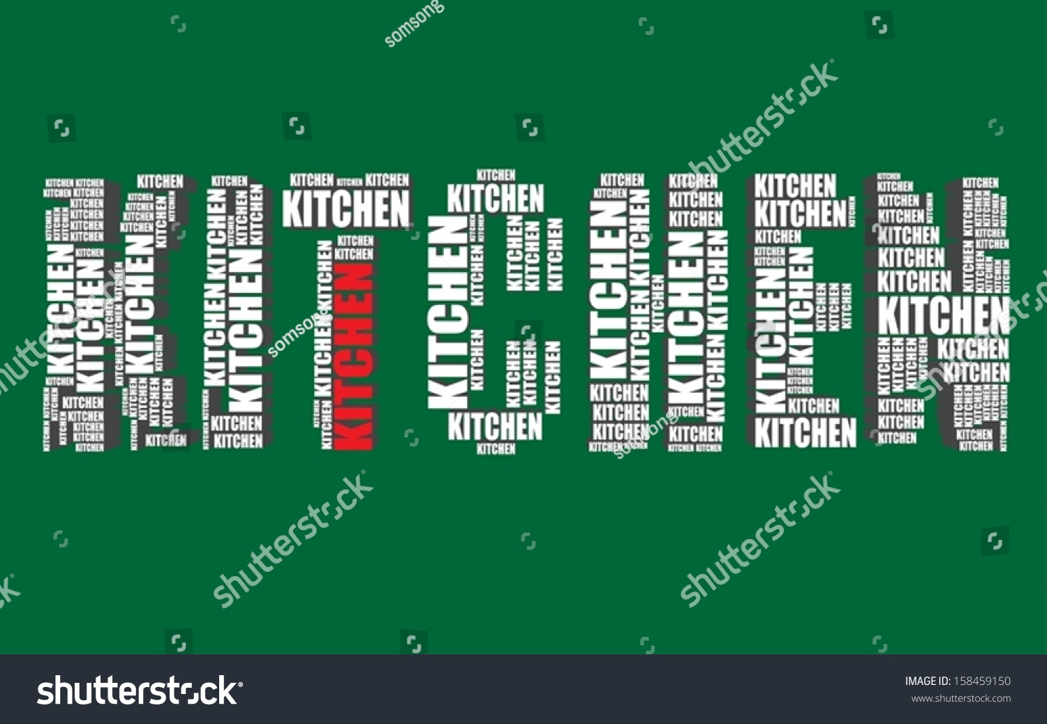 Kitchen Typography 3d Text Word Art Stock Vector (Royalty Free ...