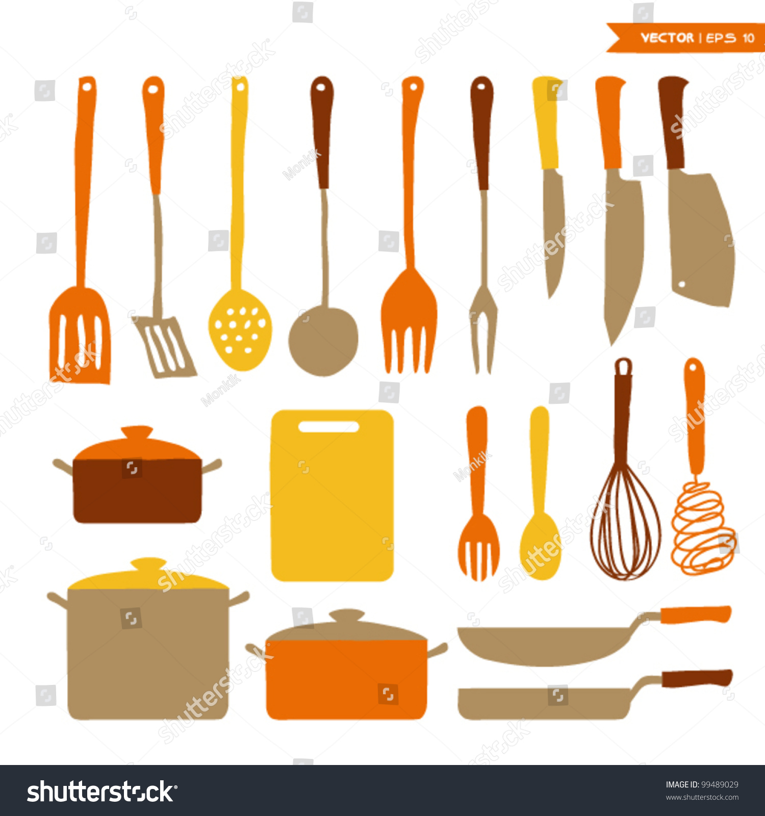 Kitchen Utensils Set Stock Vector (Royalty Free) 99489029