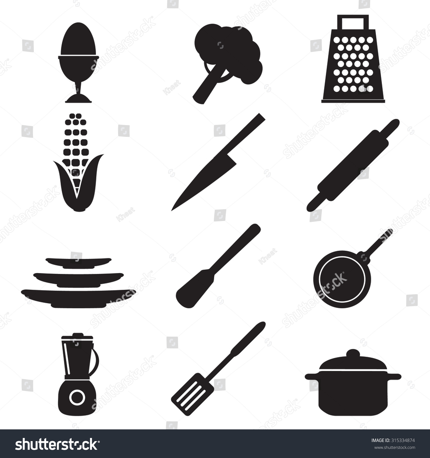 Kitchen Utensils Sign Set Vector Illustration Stock Vector (Royalty ...
