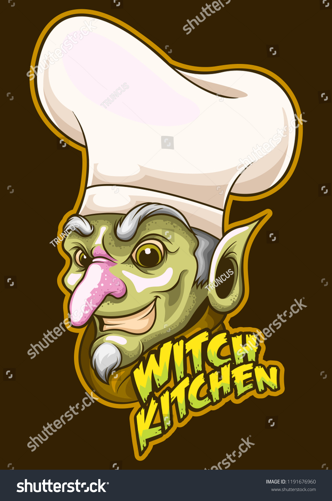 Kitchen Witch Head Using Chef Hat Stock Vector (Royalty Free ...