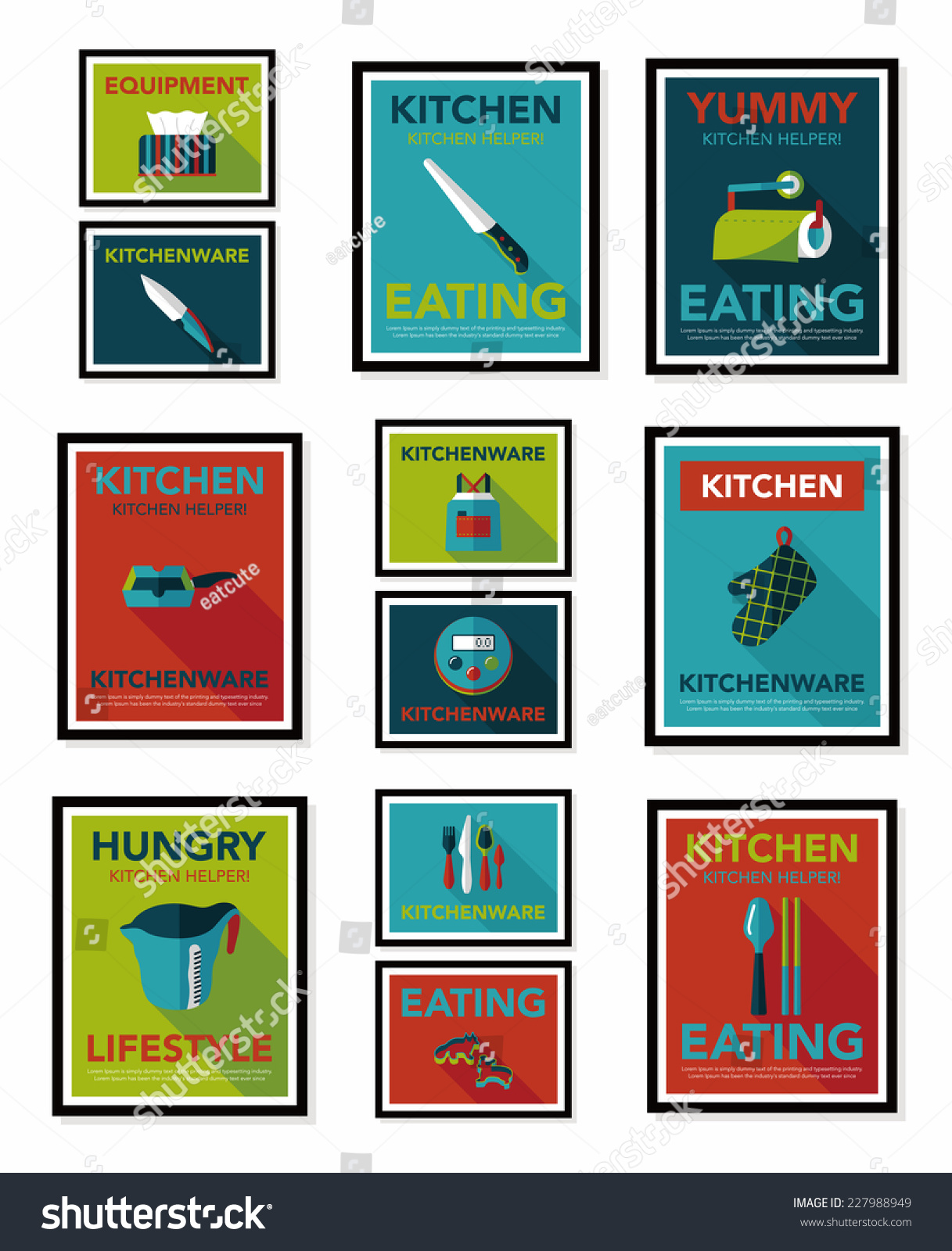 Kitchenware Poster Flat Banner Design Flat Stock Vector (Royalty Free ...
