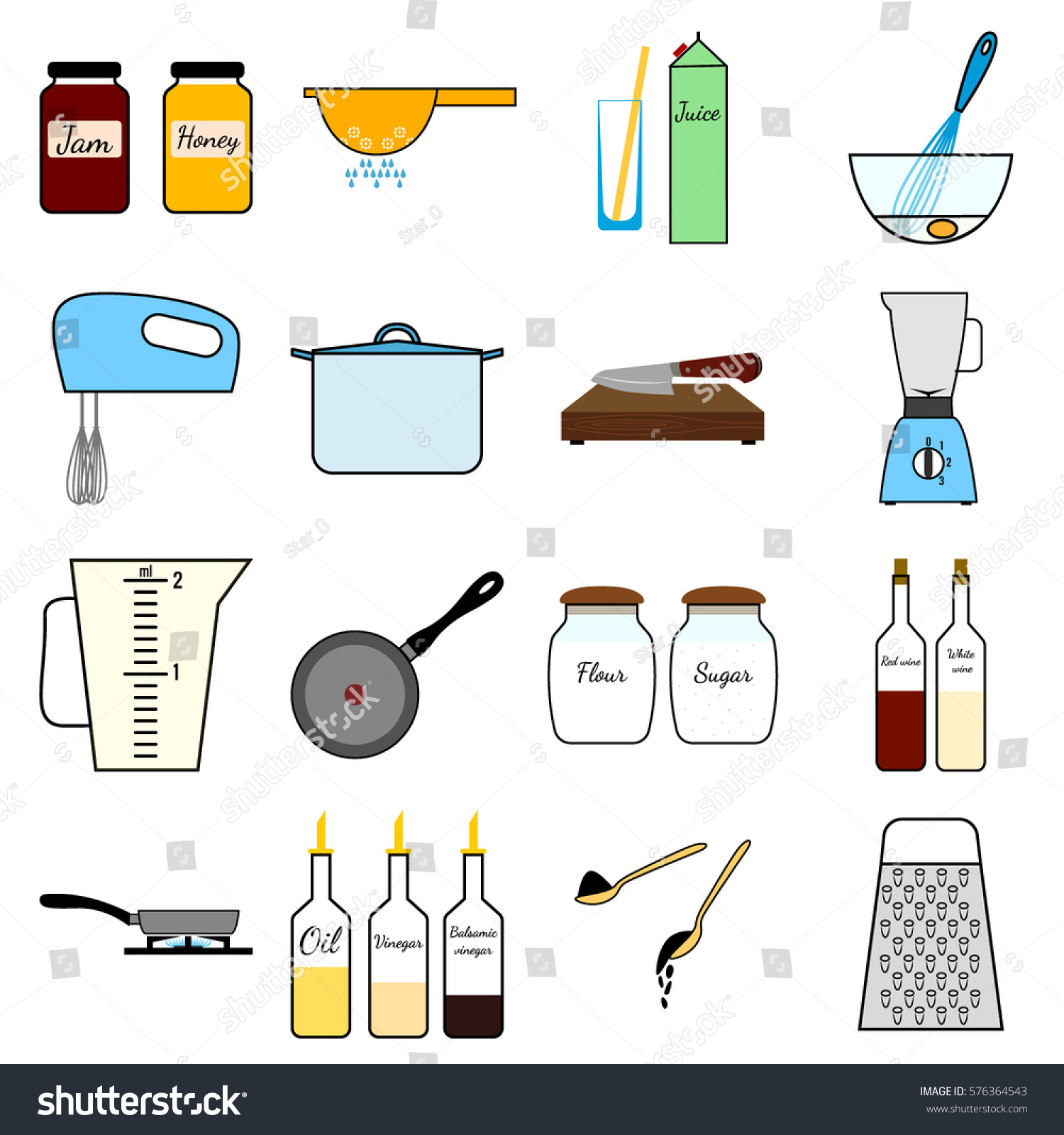 Kitchenware Setcooking Process Set Isolated Vector Stock Vector ...