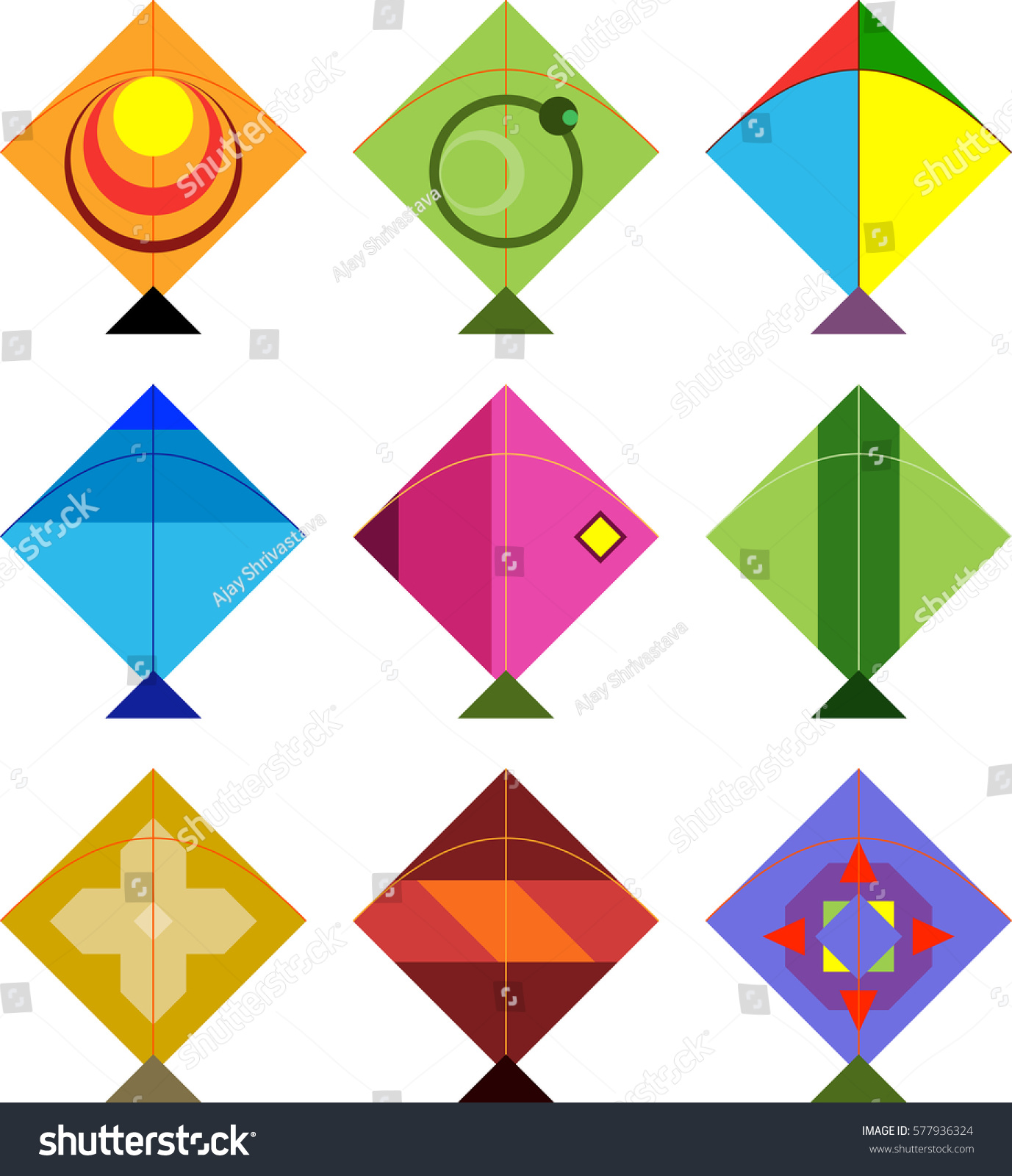 Kite Design Collection Vector Illustration Stock Vector (Royalty Free ...