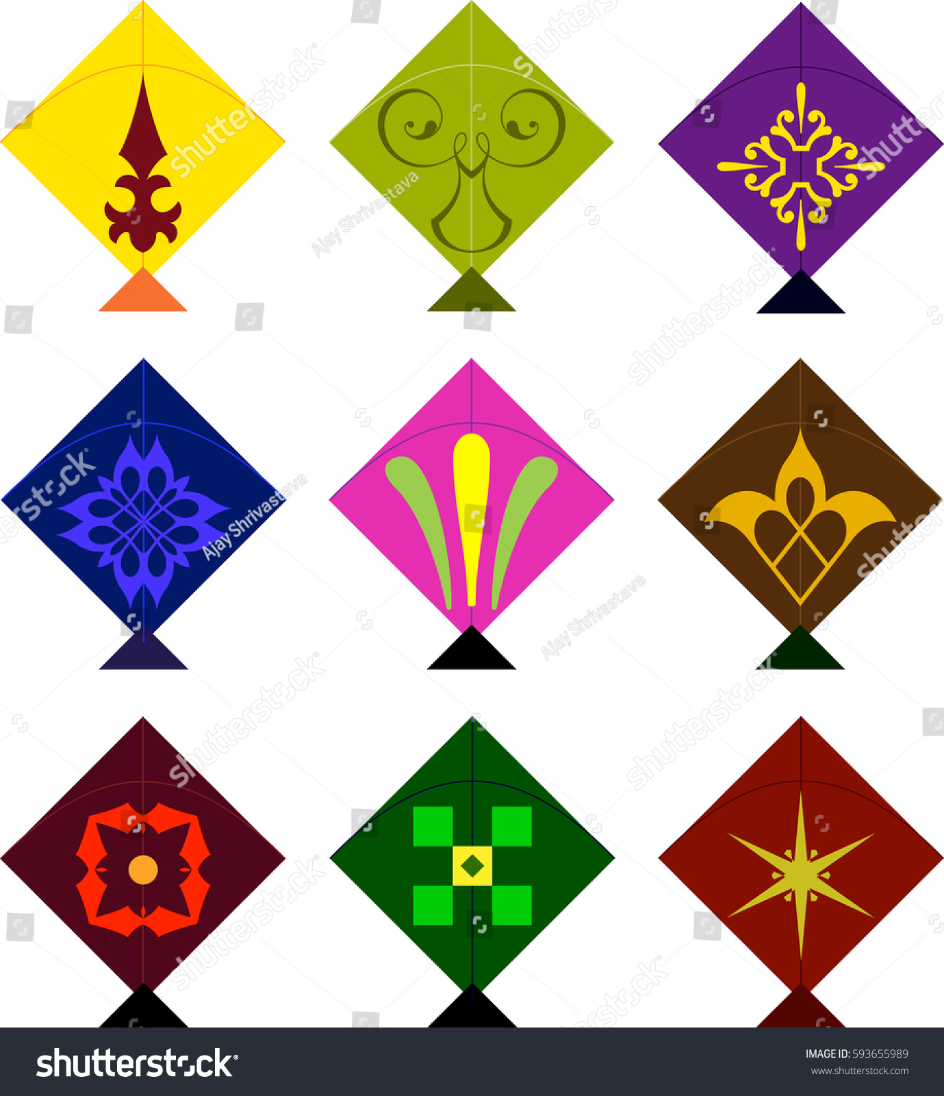 Kite Design Collection Vector Illustration Stock Vector (Royalty Free ...