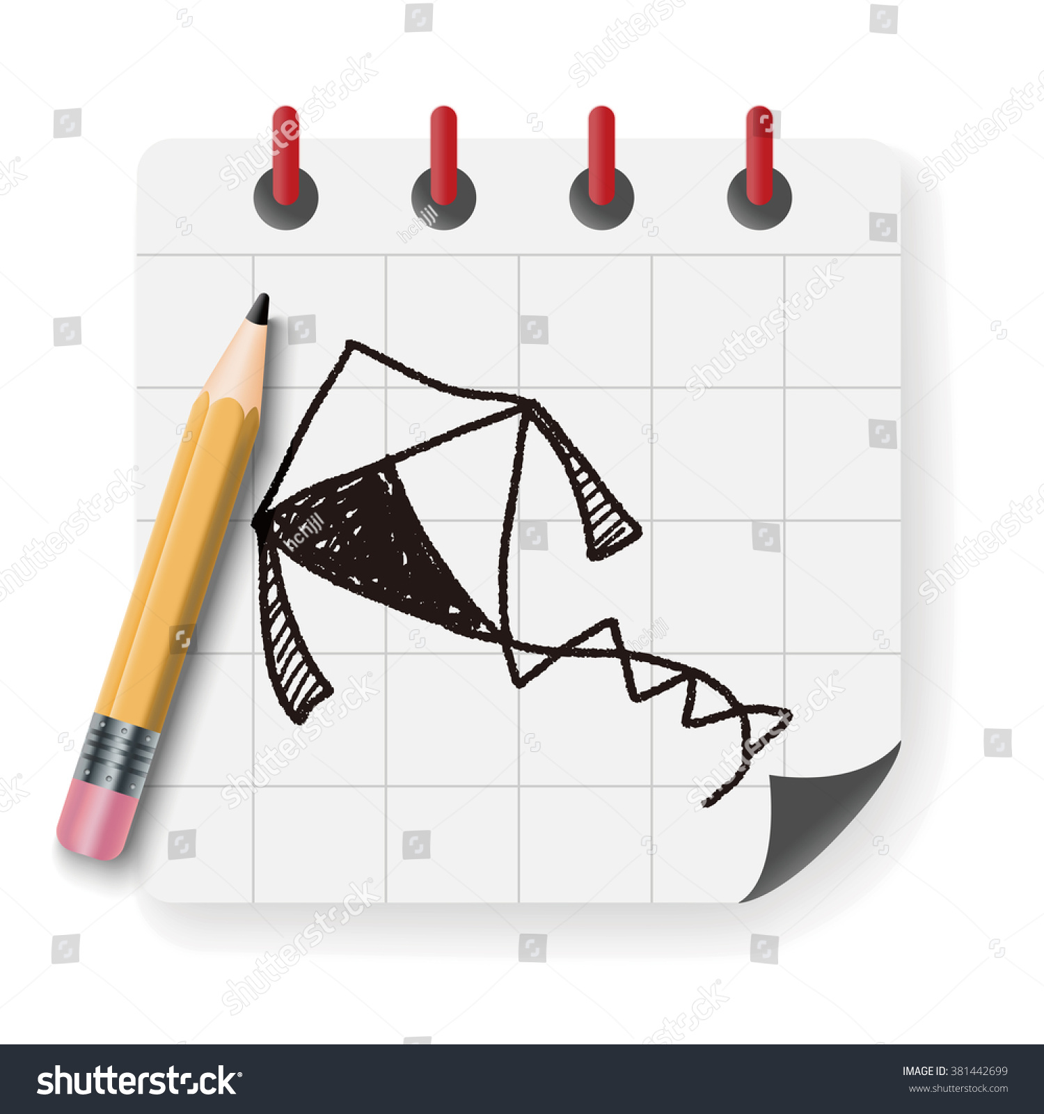 Kite Doodle Stock Vector (Royalty Free) 381442699 | Shutterstock