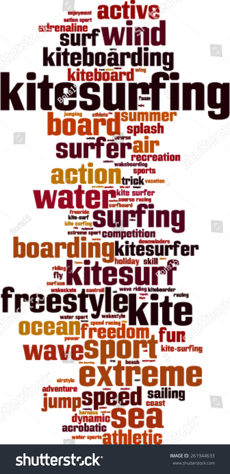 Kite Surfing Word Cloud Concept. Vector Illustration - 261944633 ...