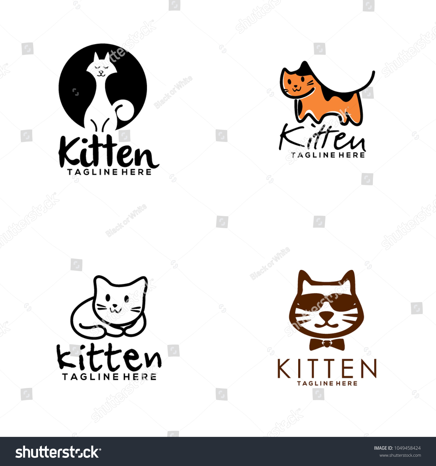 Kitten Logo Design: เวกเตอร์สต็อก (ปลอดค่าลิขสิทธิ์) 1049458424