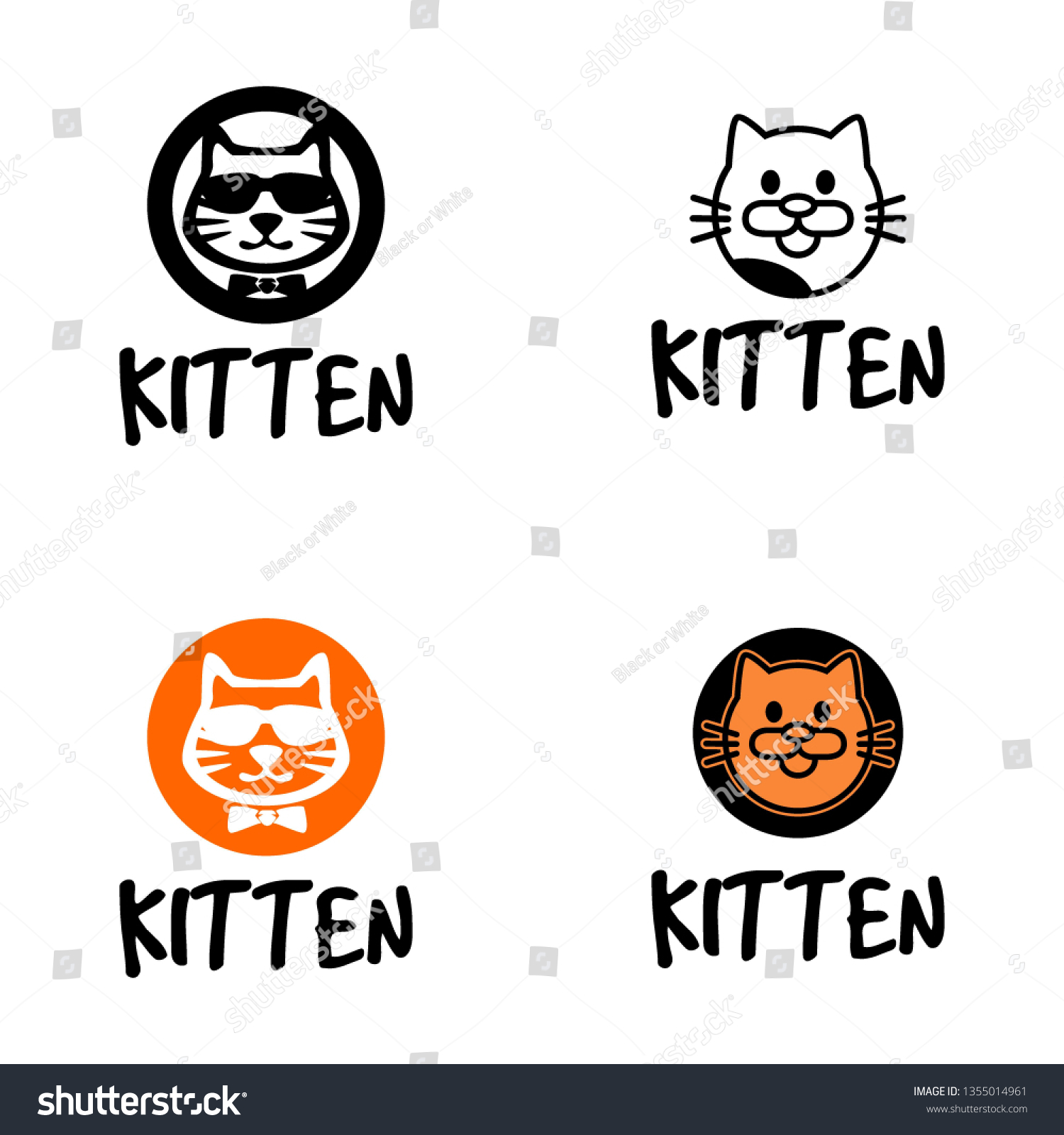 Kitten Logo Design Stock Vector (Royalty Free) 1355014961