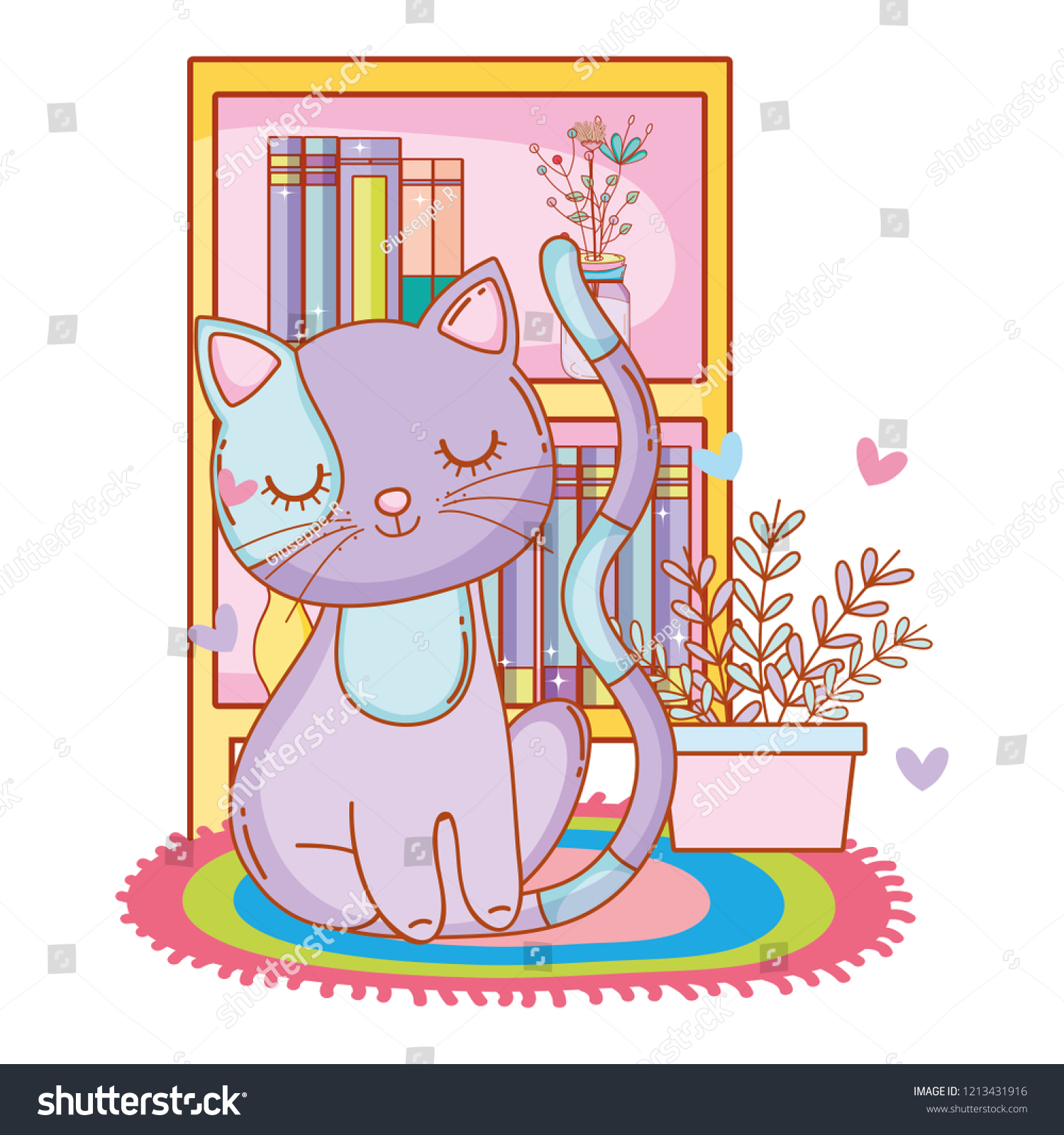 Kitty Cat Lay Down Cartoon Stock Vector (Royalty Free) 1213431916 ...