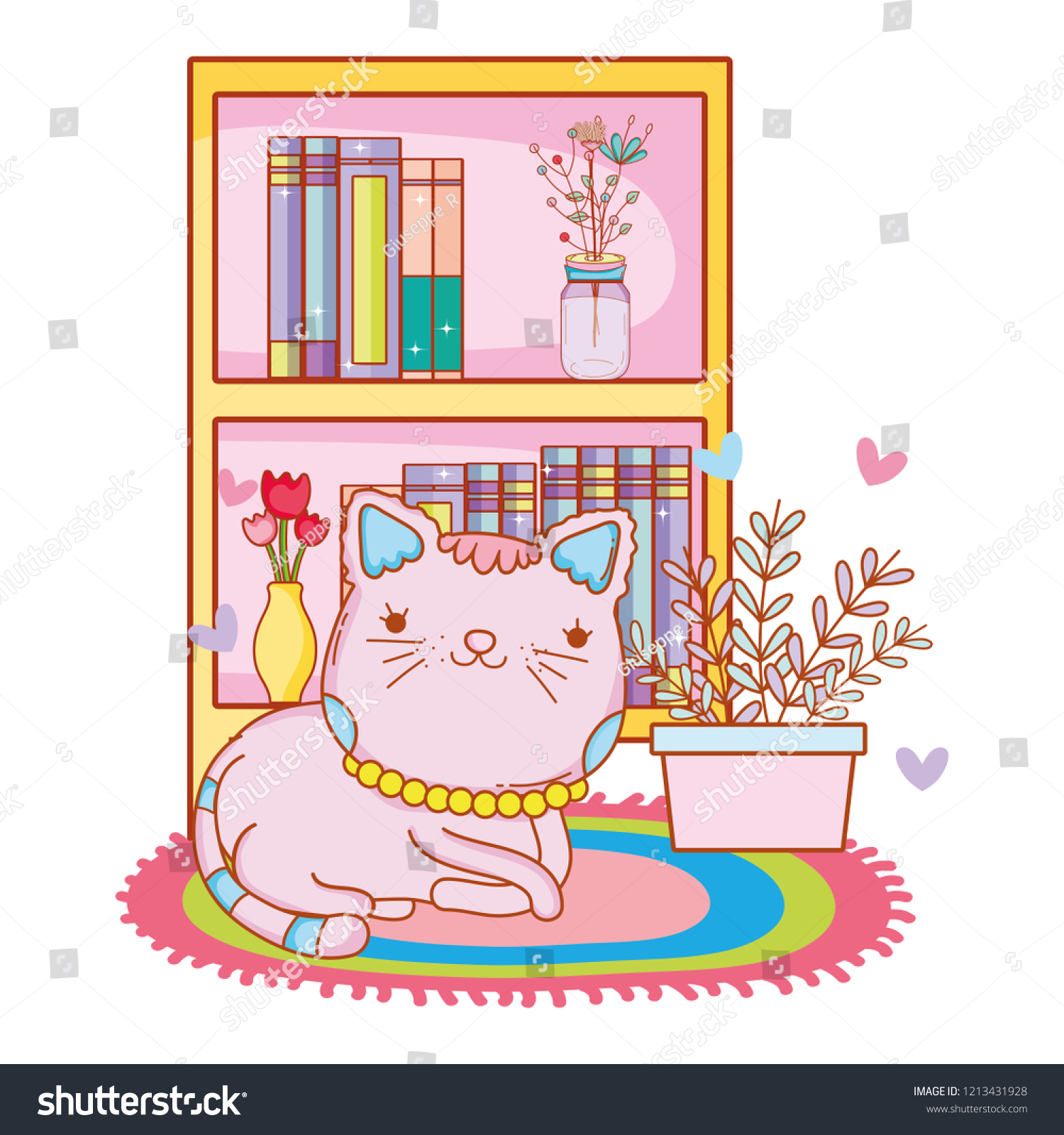Kitty Cat Lay Down Cartoon Stock Vector (Royalty Free) 1213431928