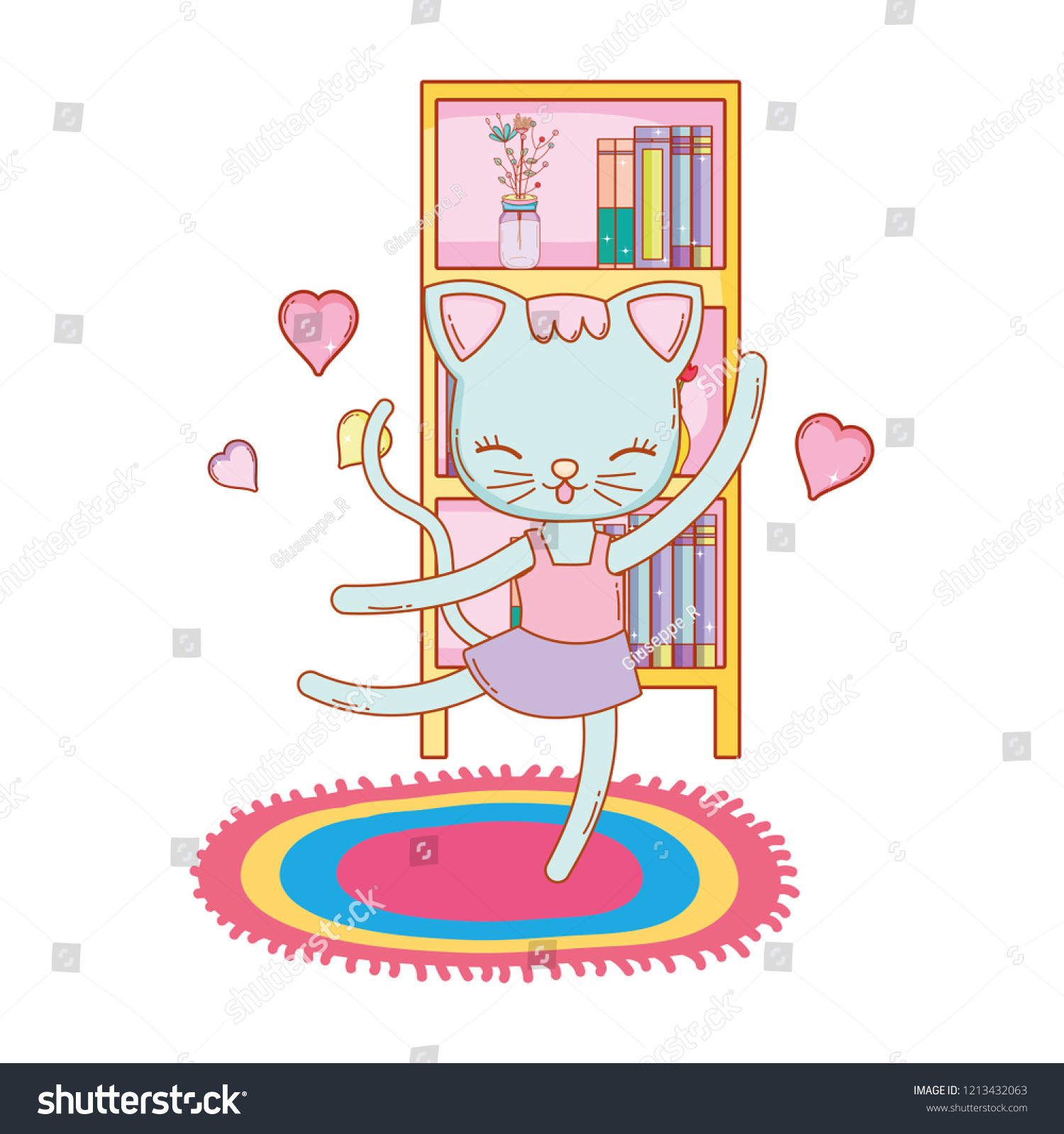 Kitty Cat Lay Down Cartoon Stock Vector (Royalty Free) 1213432063