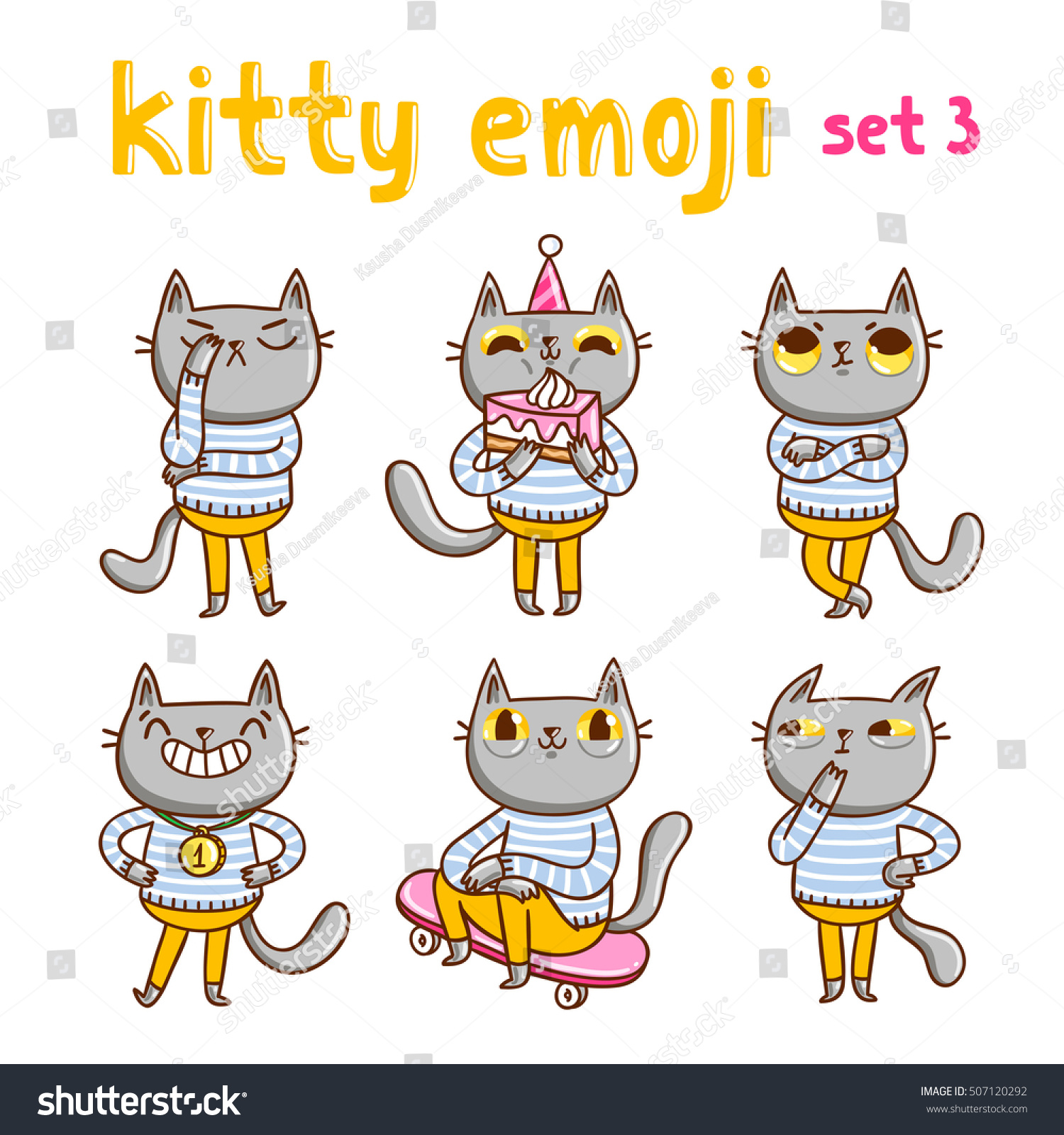 Kitty Emoji Set 3 Vector Mascot Stock Vector (Royalty Free) 507120292 ...